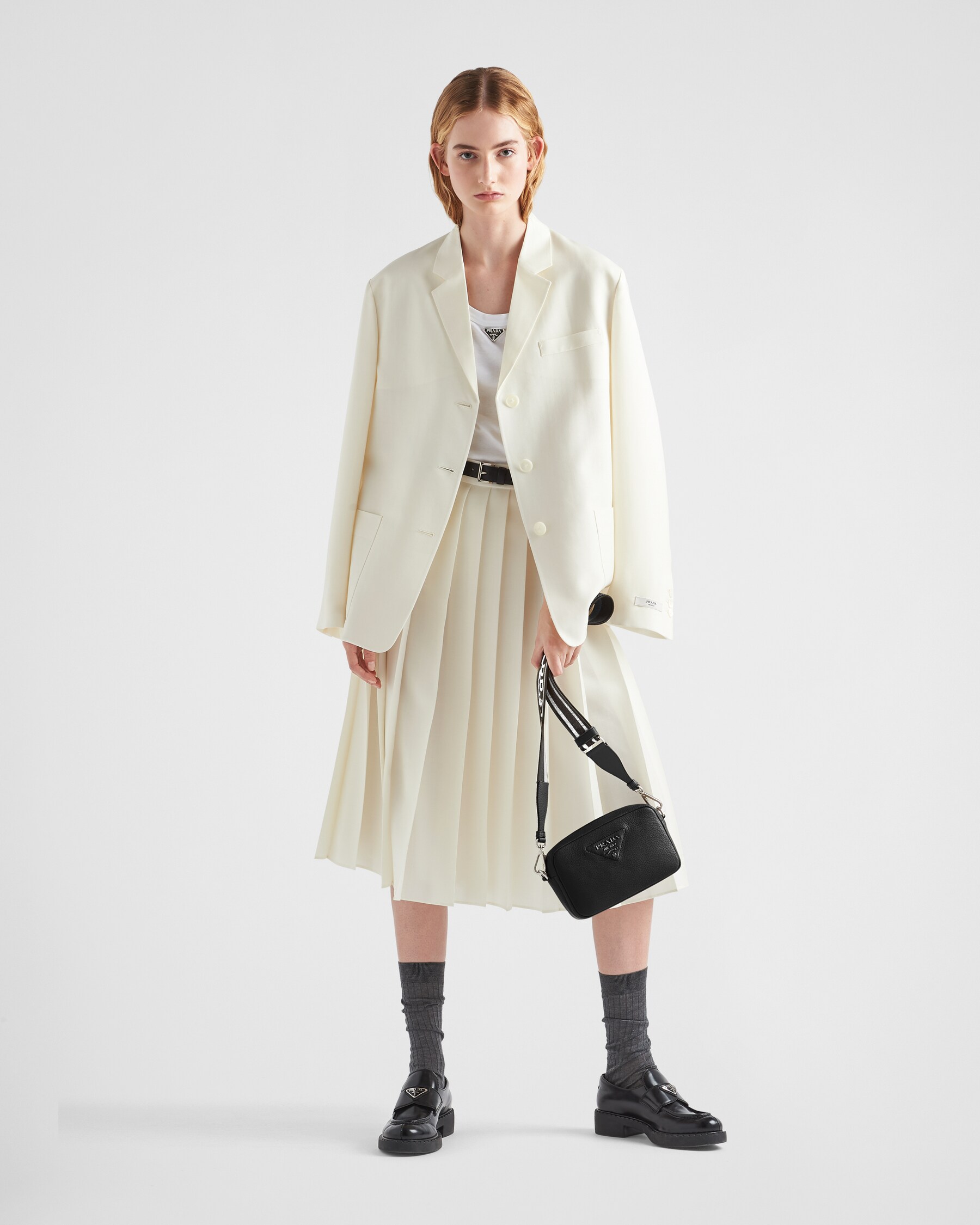 Clay Grey Small Leather Bag | PRADA