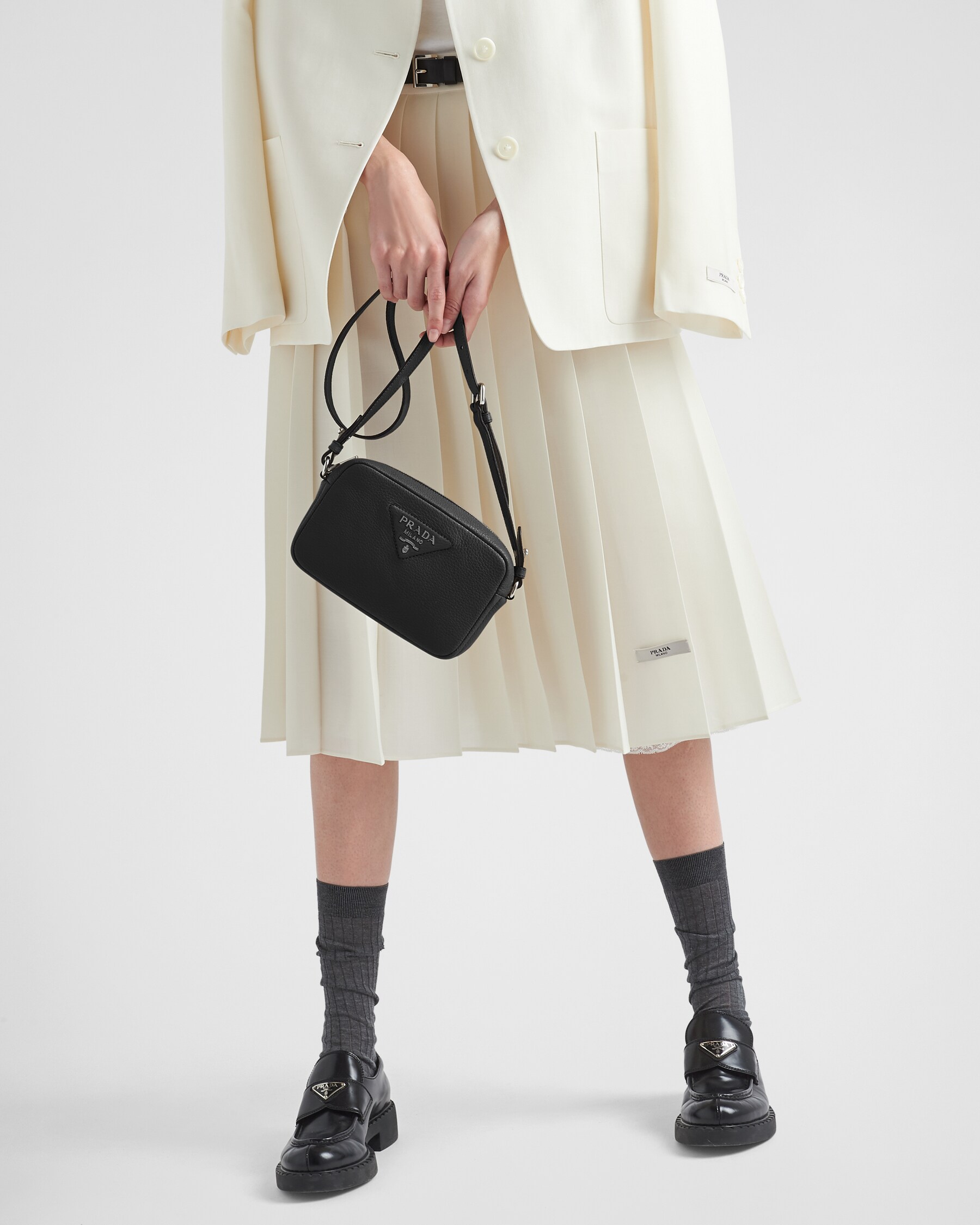 Clay Grey Small Leather Bag | PRADA