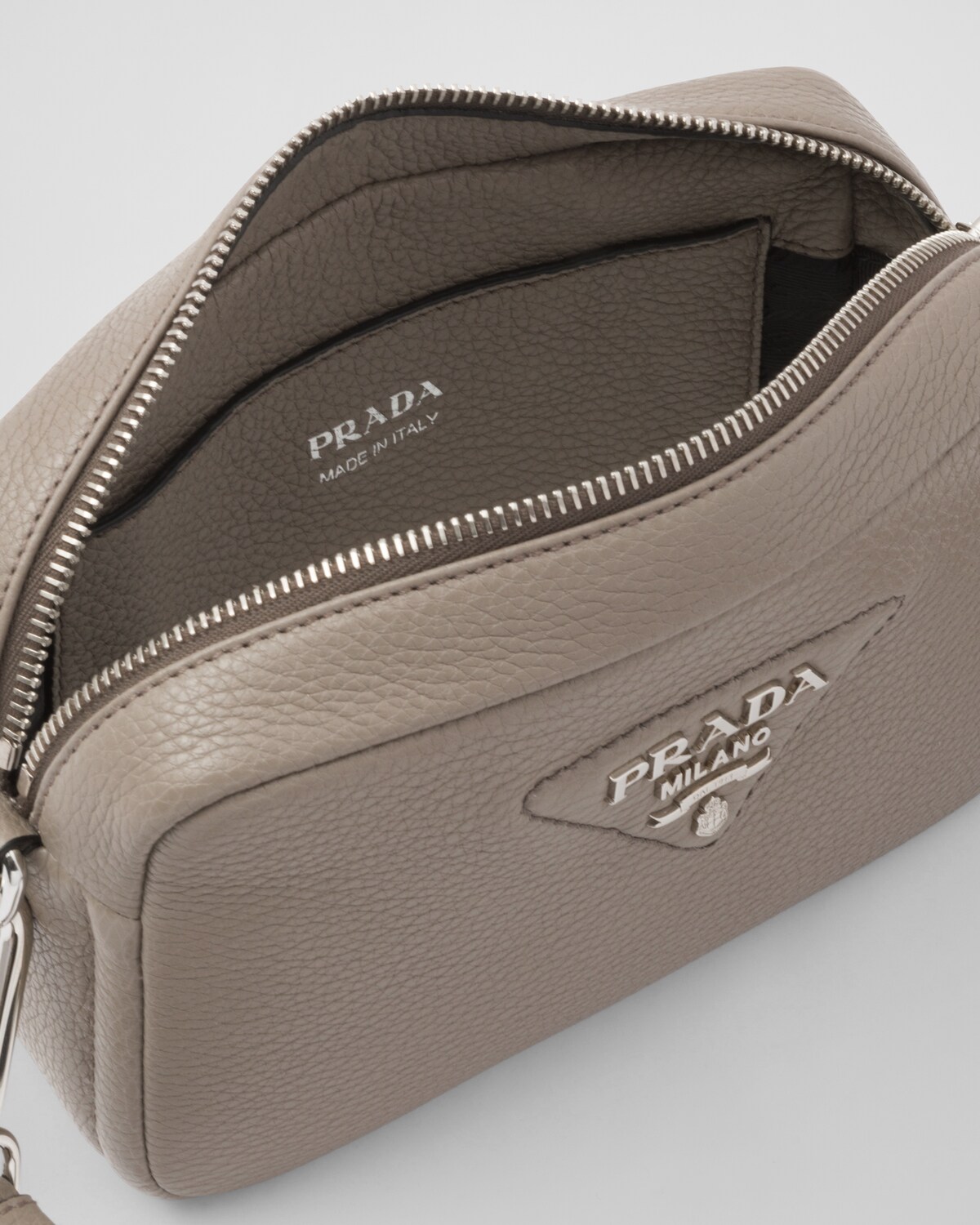 Clay Grey Small Leather Bag | PRADA