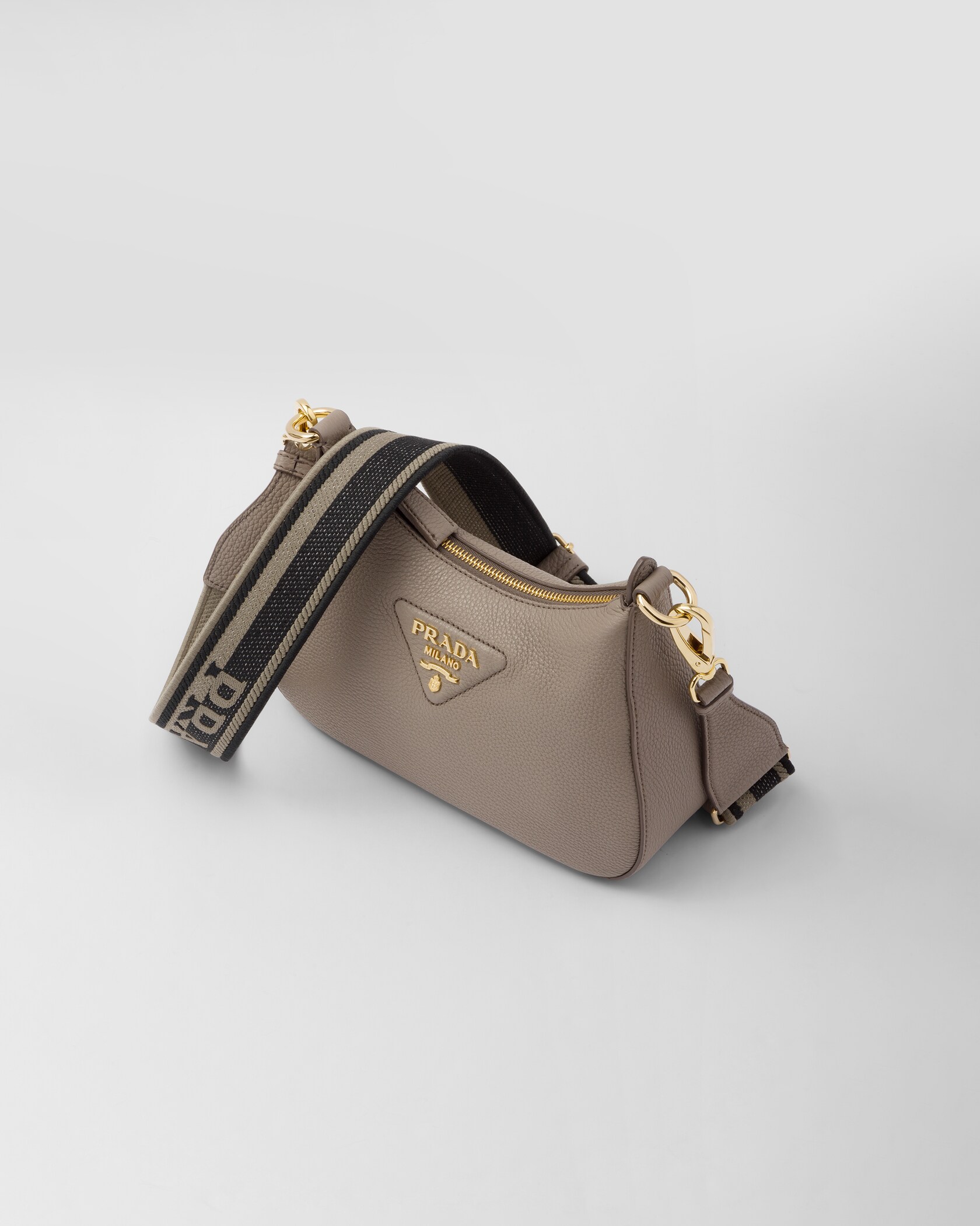 Clay Grey Leather Shoulder Bag | PRADA