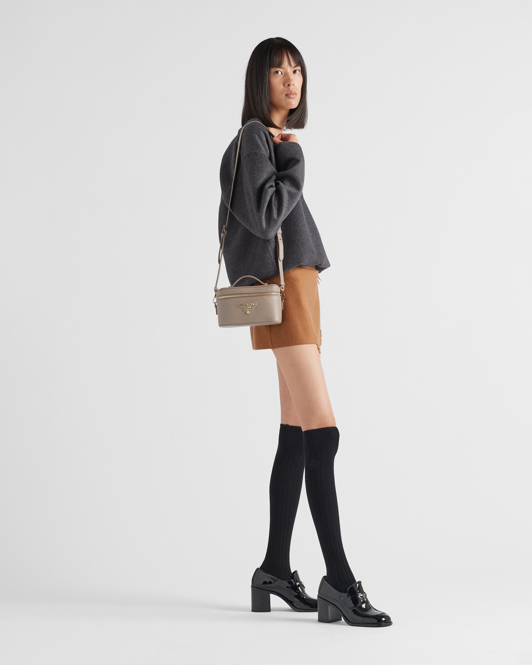 Clay Grey Leather Mini-bag | PRADA