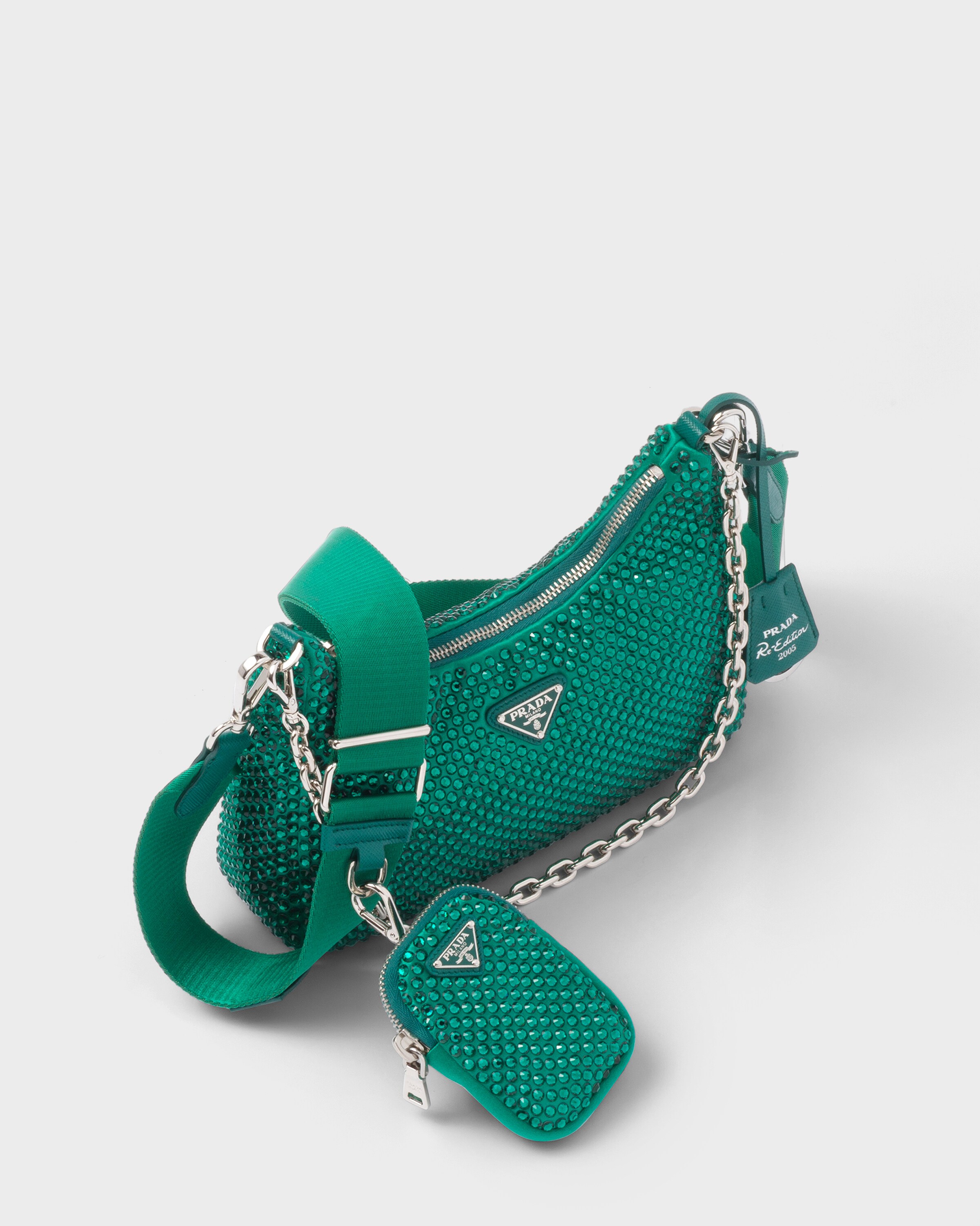 Mango Prada Re-edition 2005 Satin Bag With Crystals | PRADA