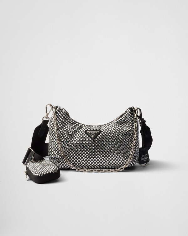 Crystal Prada Re-edition 2005 Satin Bag With Crystals | PRADA