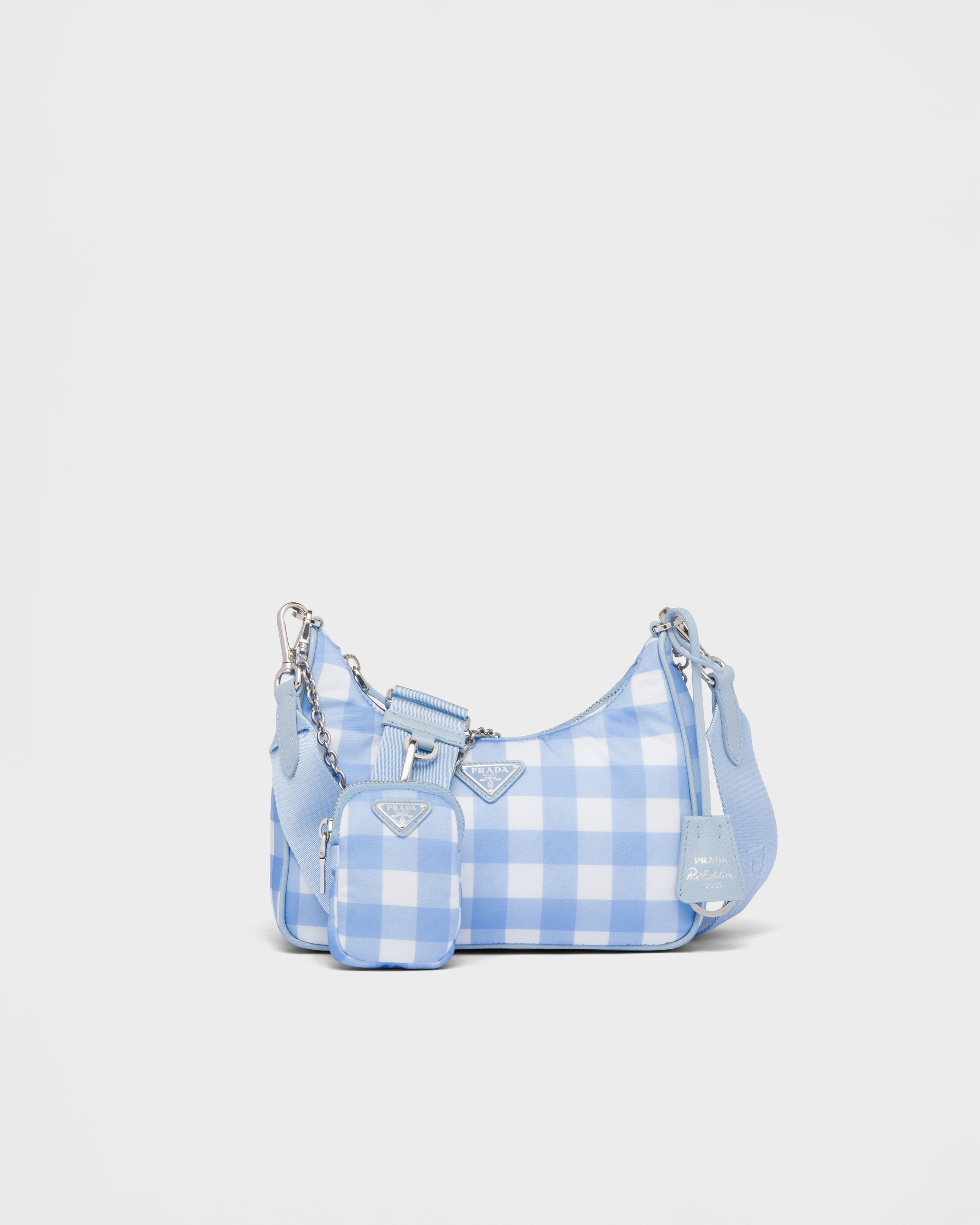 Light Blue Prada Re-Edition 2005 printed Re-Nylon bag | Prada
