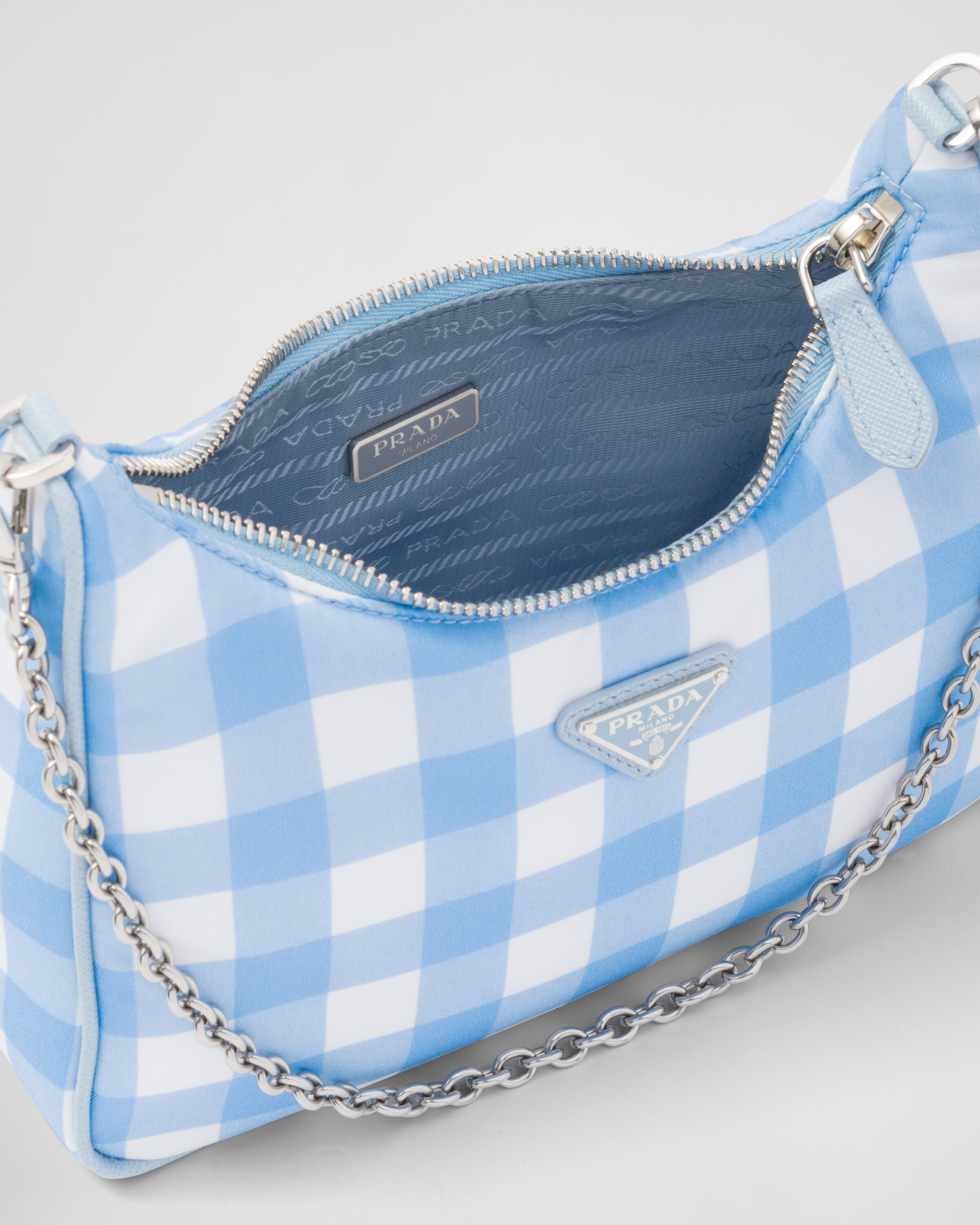 Light Blue Prada Re-Edition 2005 printed Re-Nylon bag | Prada