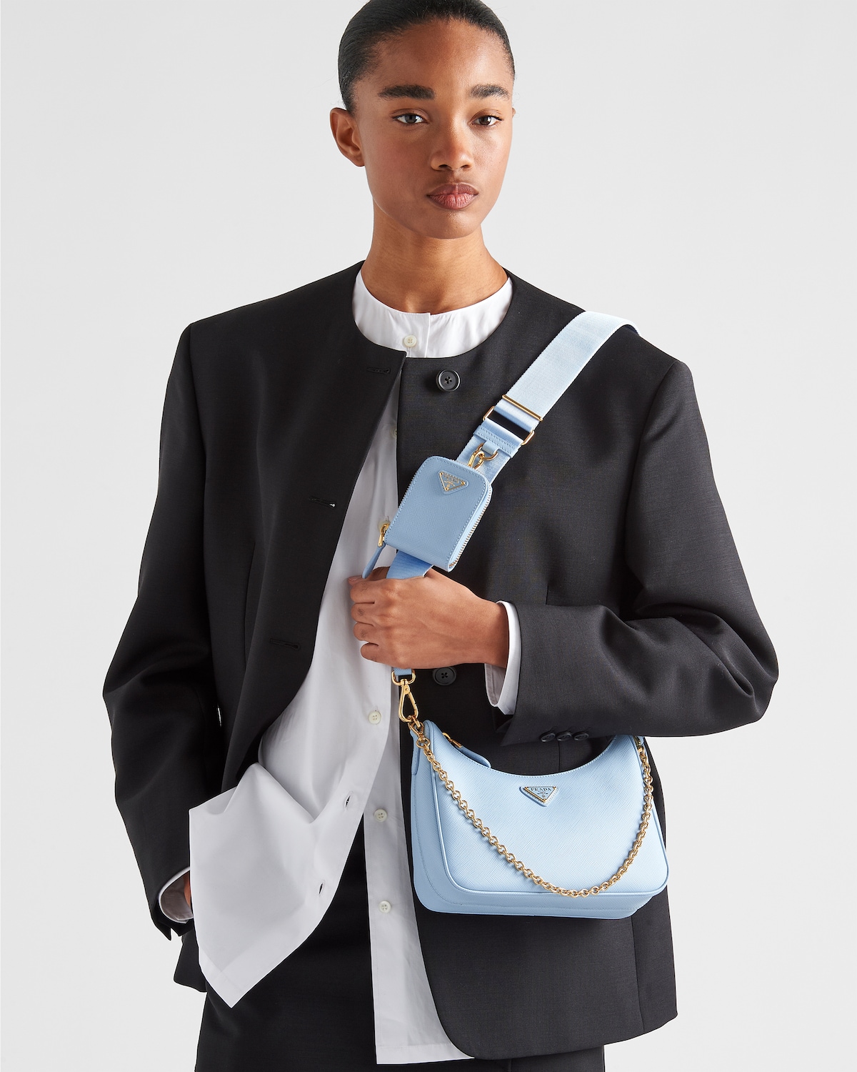 Pale Blue Prada Re-edition 2005 Saffiano Leather Bag | PRADA