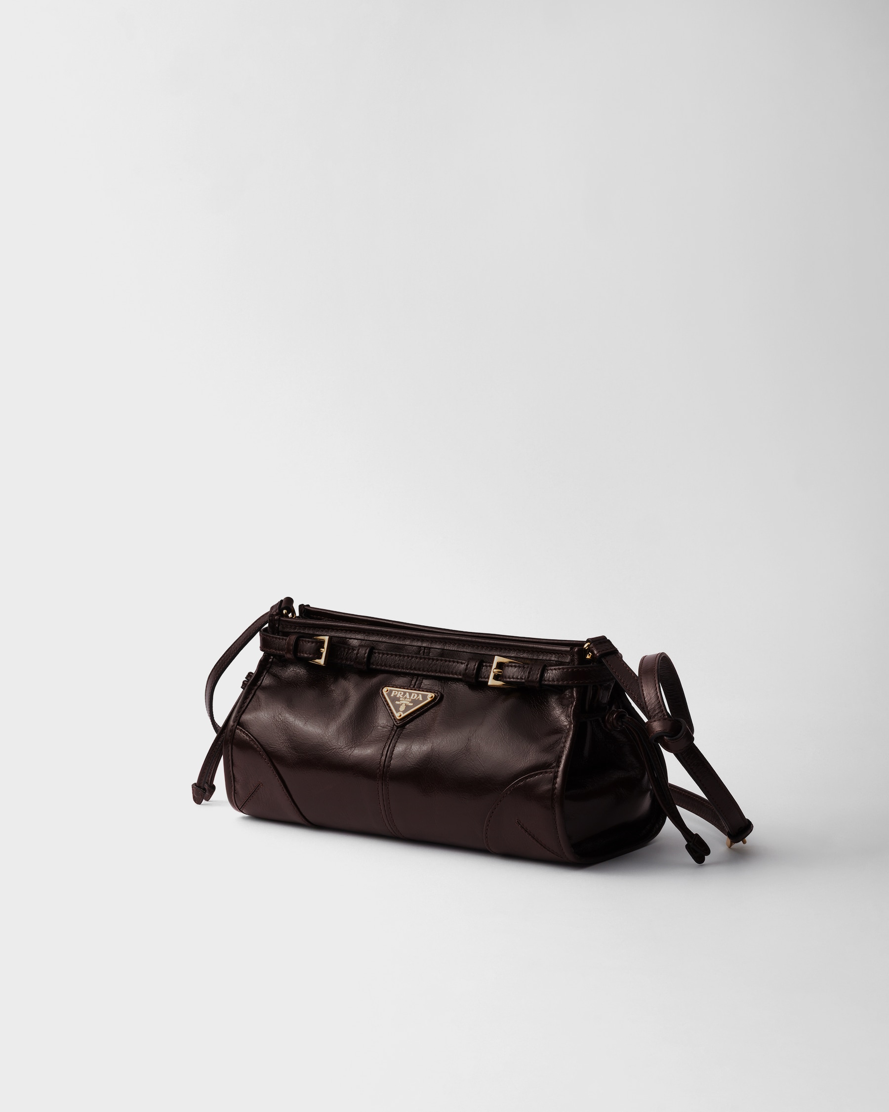 Dark Brown Prada Bonnie Small Leather Shoulder Bag | PRADA