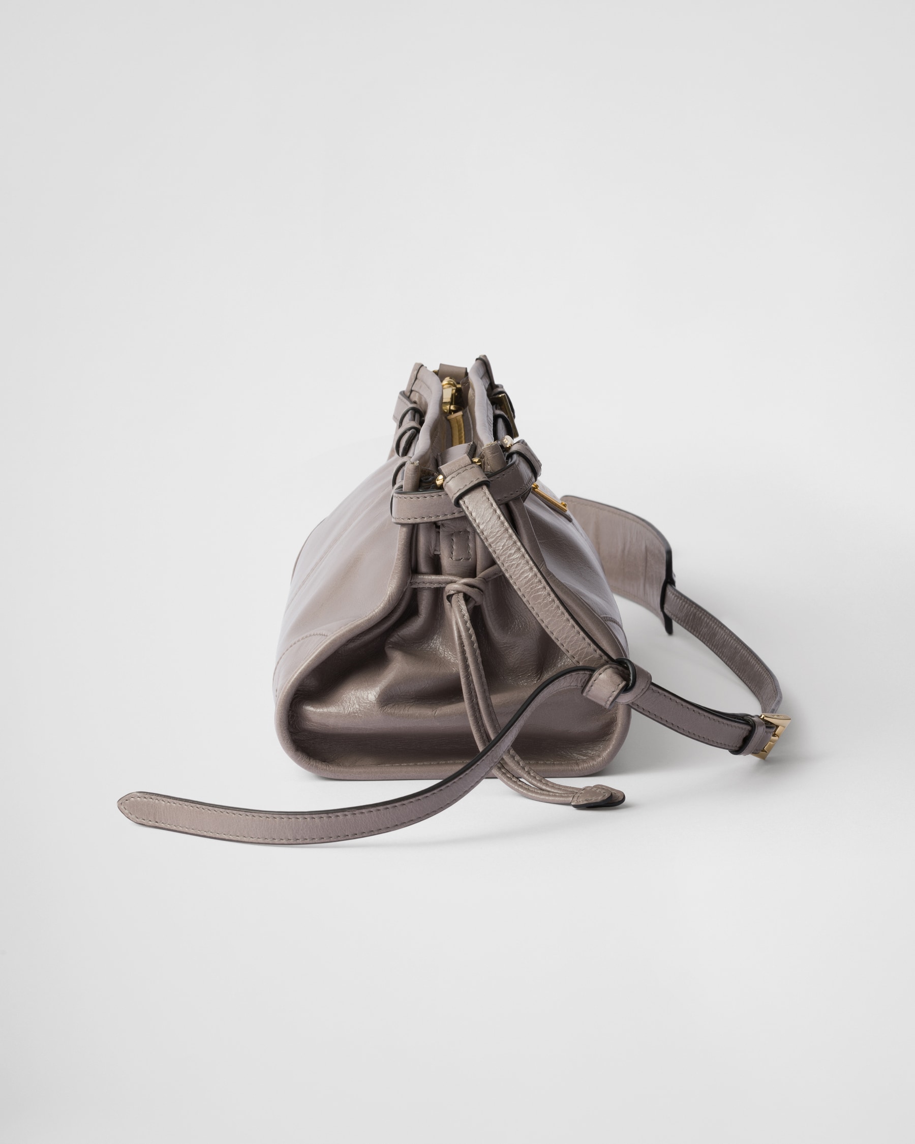 Pewter Small Leather Shoulder Bag | PRADA
