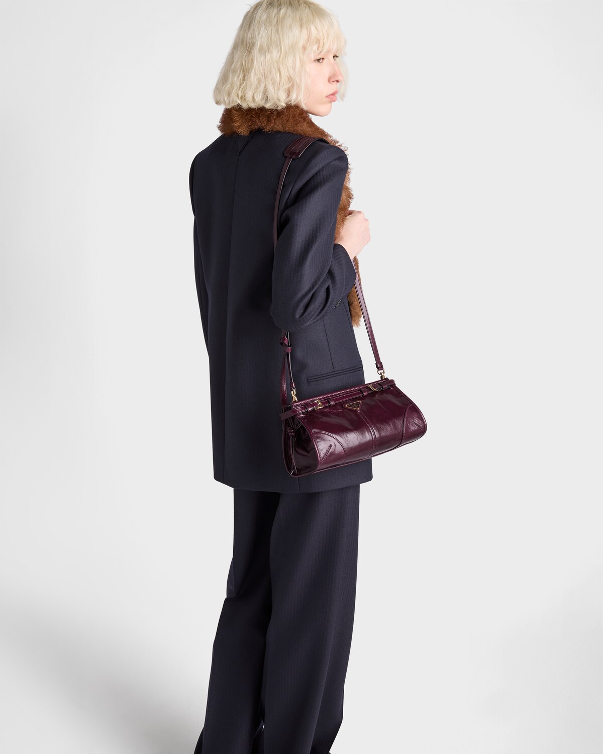 Burgundy Prada Bonnie Small Leather Shoulder Bag | PRADA