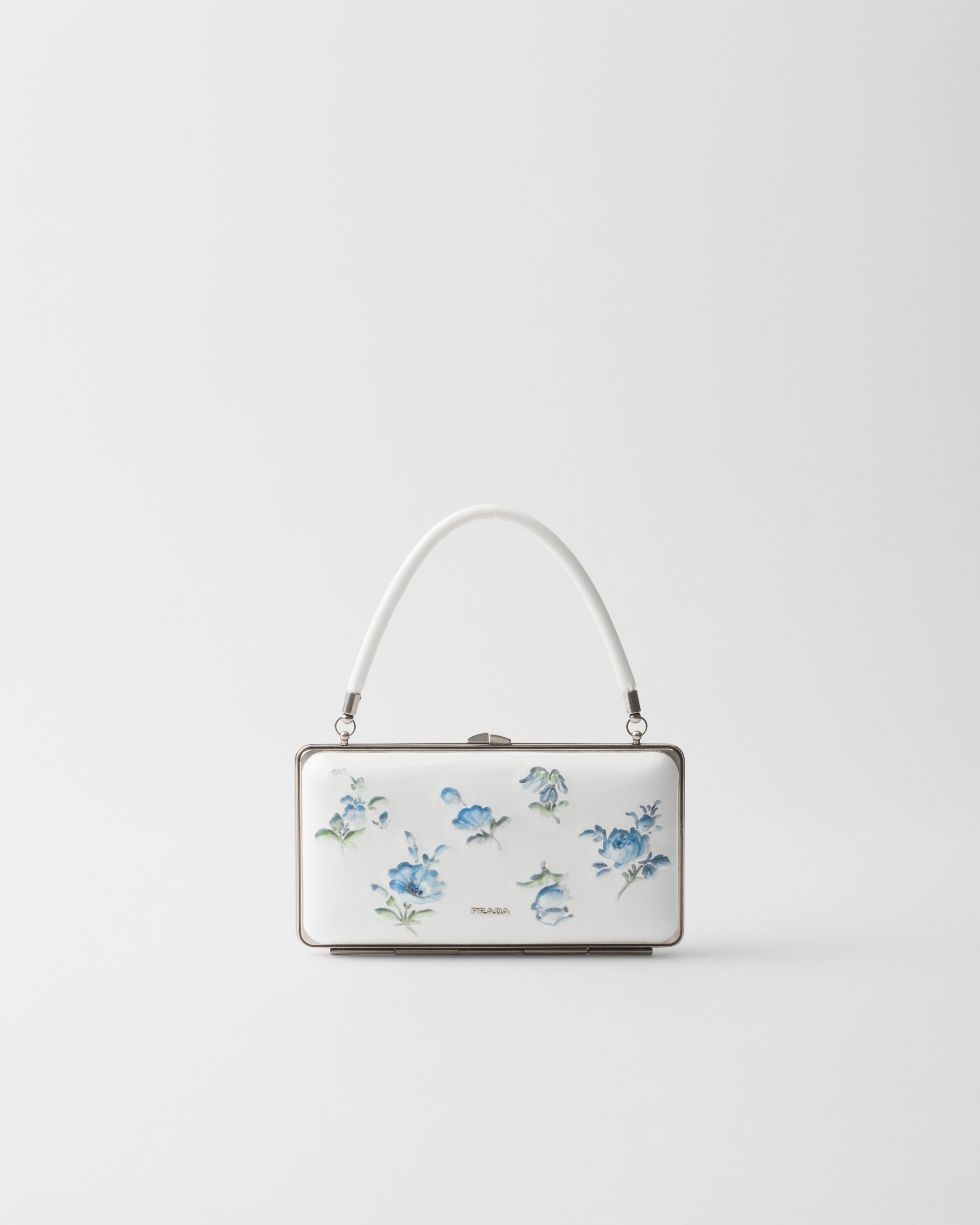 White Printed patent leather clutch | PRADA White Printed patent leather clutch | PRADA