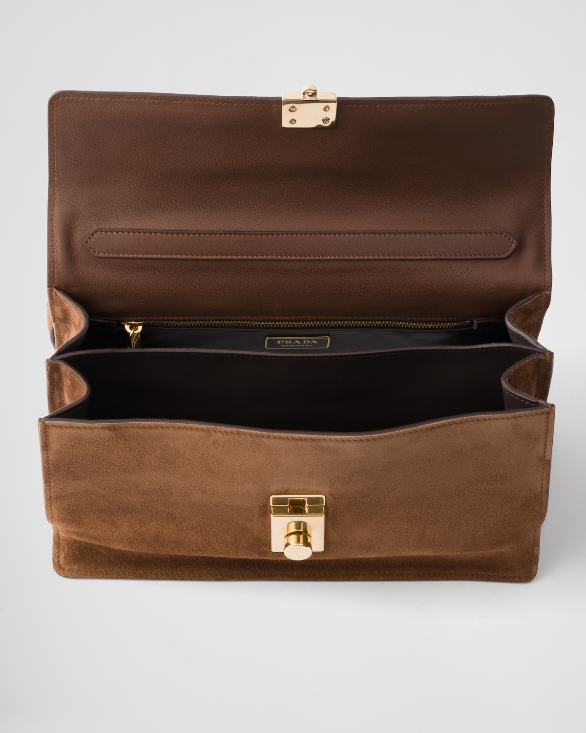 Cocoa Brown Prada Soft Sound Medium Suede Shoulder Bag | PRADA