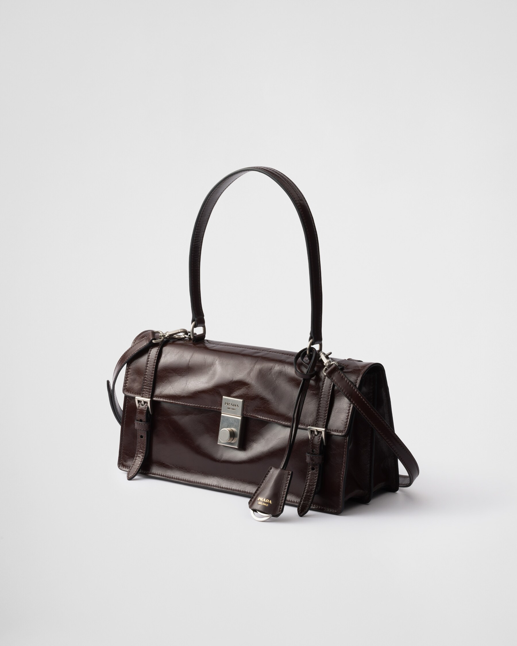 Dark Brown Medium Leather Handbag | PRADA