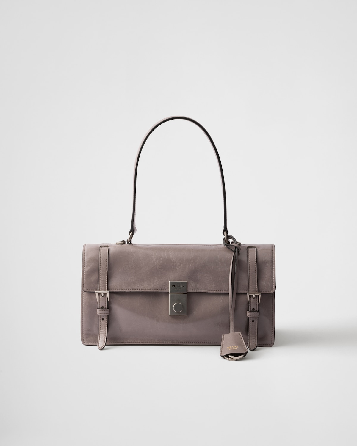Pewter Medium Leather Handbag | PRADA