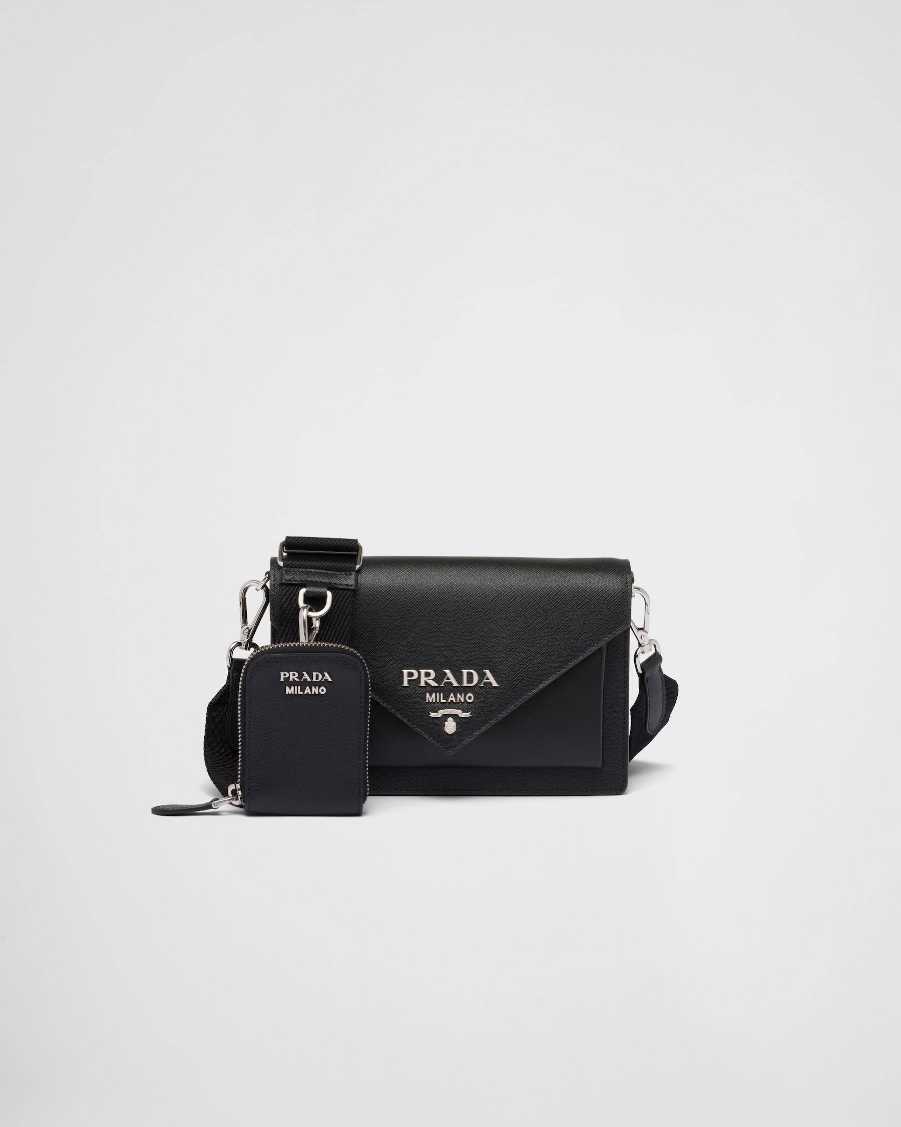 Black Saffiano Leather Mini Envelope Bag | PRADA