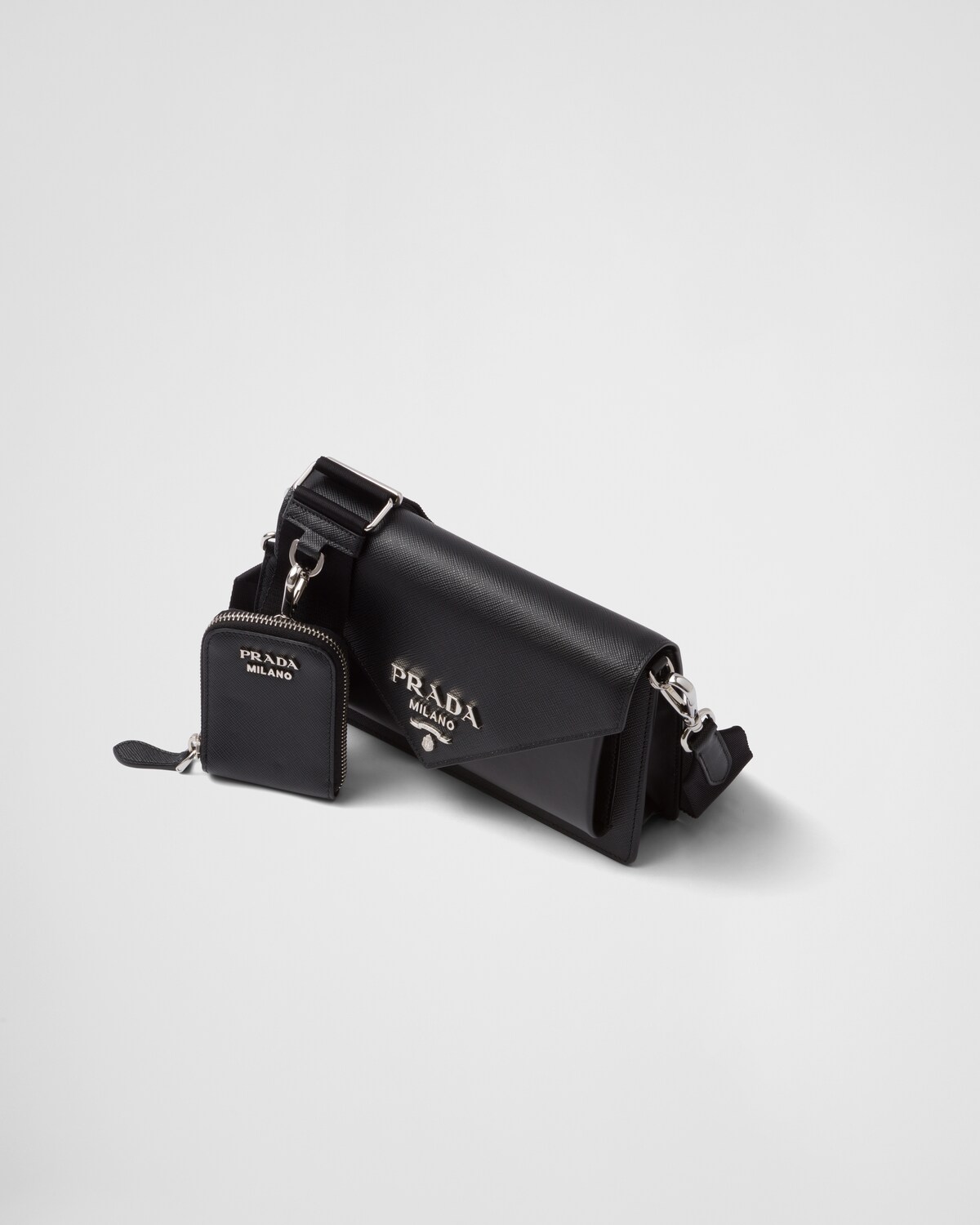 Black Saffiano Leather Mini Envelope Bag | PRADA