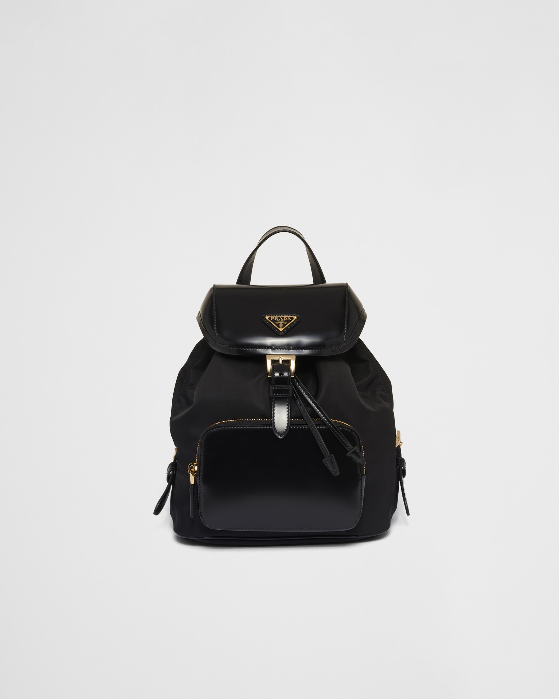 Black Medium Re-nylon And Brushed Leather Backpack | PRADA