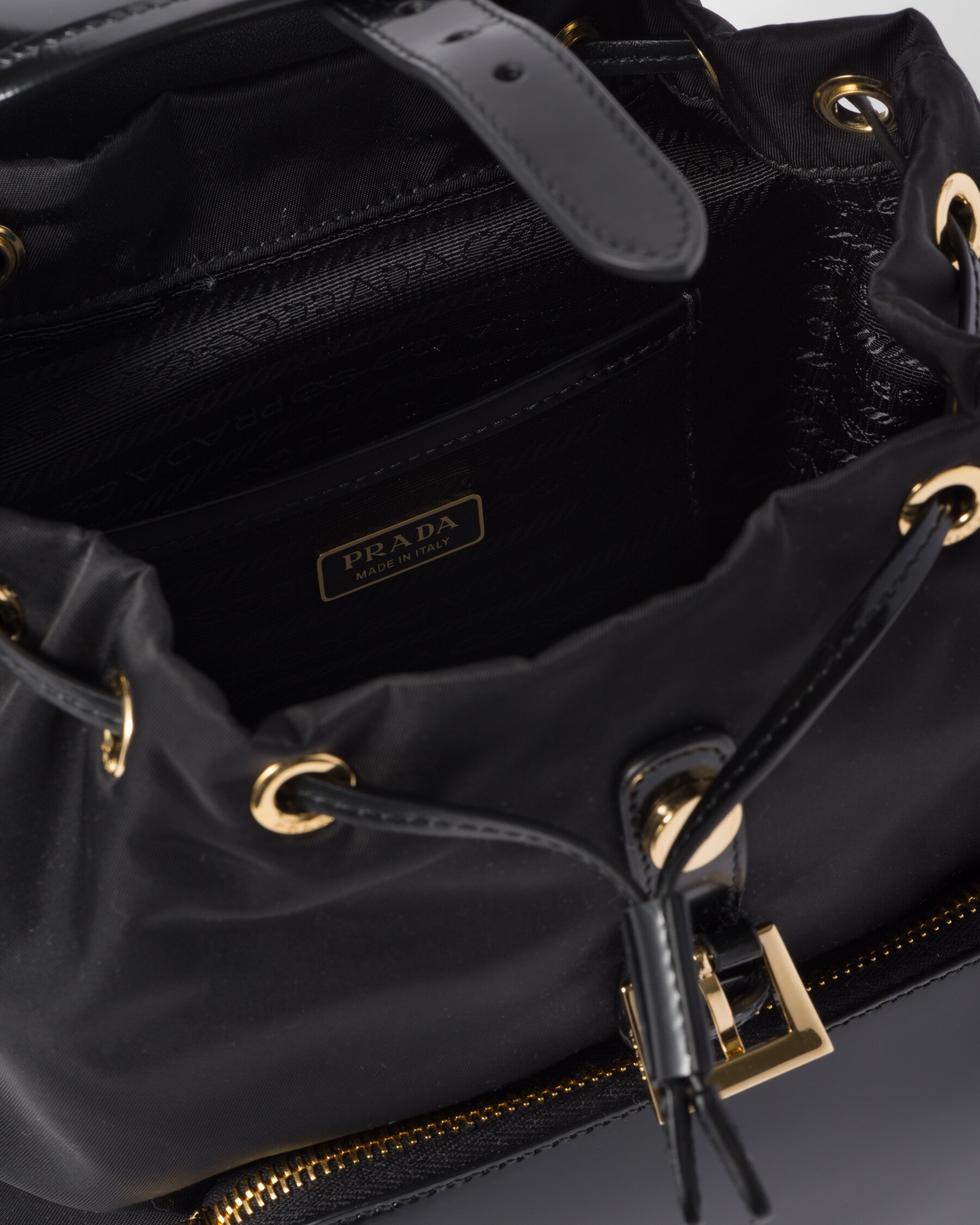 Black Medium Re-nylon And Brushed Leather Backpack | PRADA