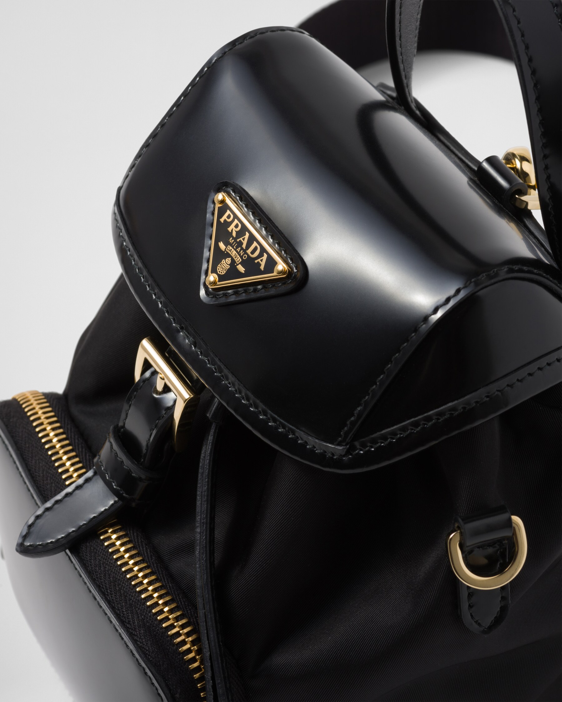 Black Small Re-nylon And Brushed Leather Backpack | PRADA