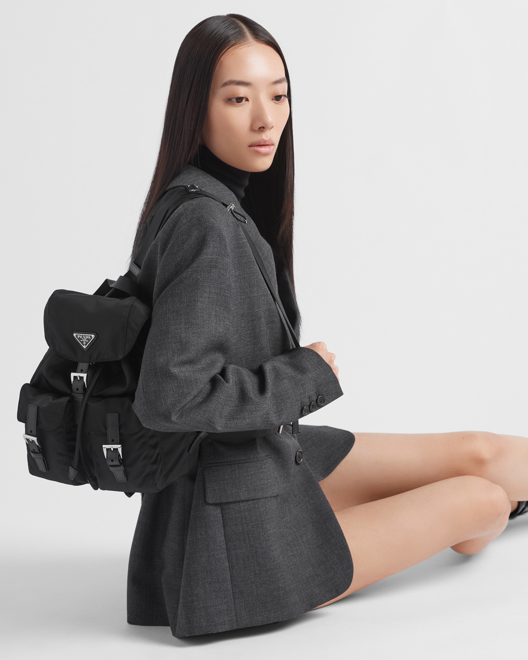 Black Small Re-nylon Backpack | PRADA