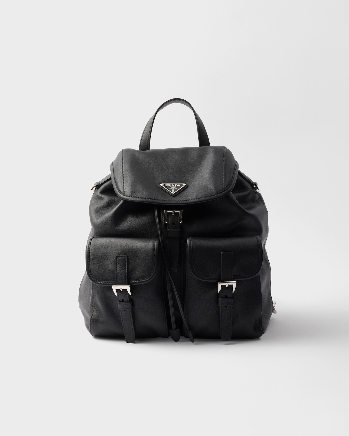 Black Medium Leather Backpack | PRADA