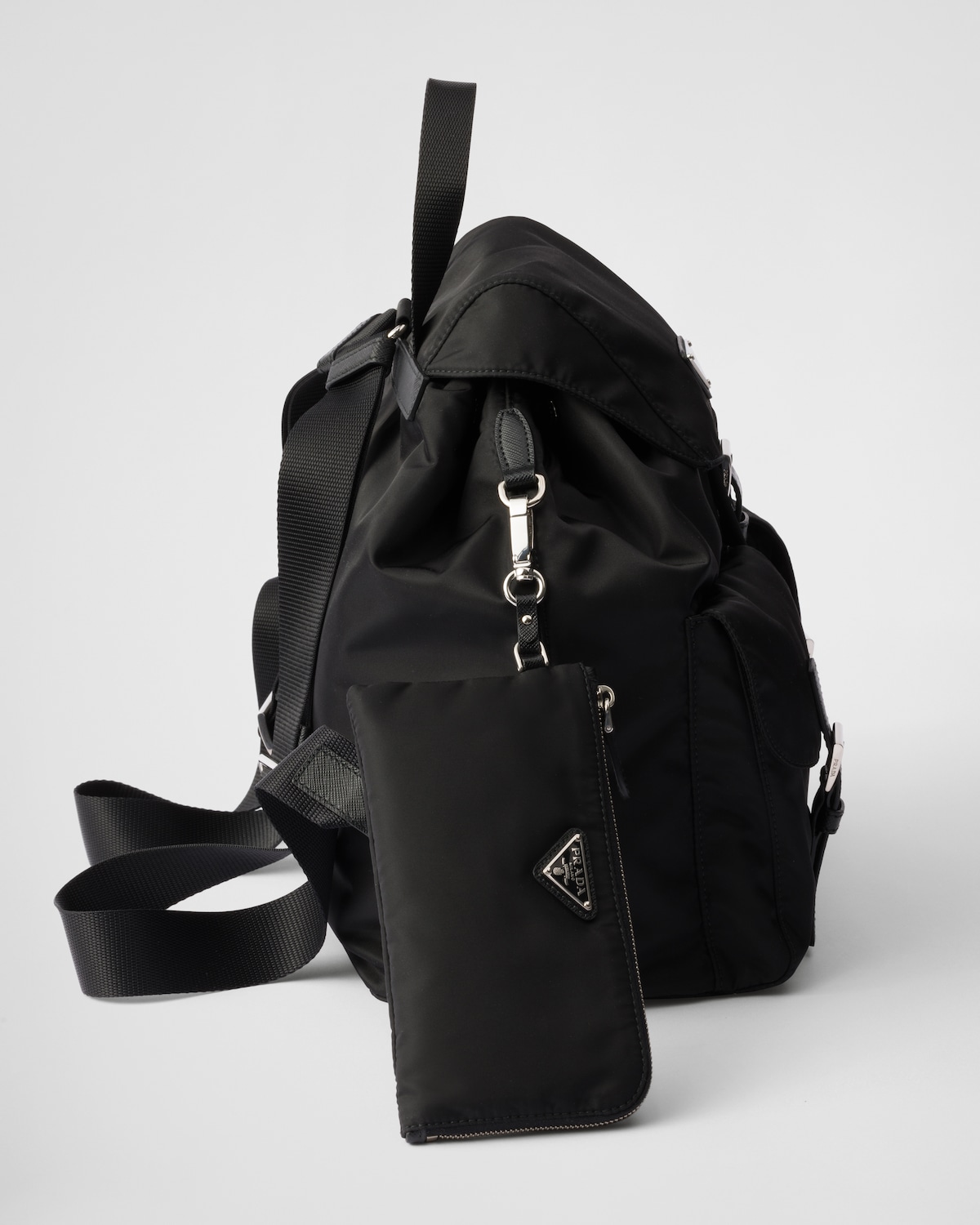 Black Medium Re-nylon Backpack With Pouch | PRADA