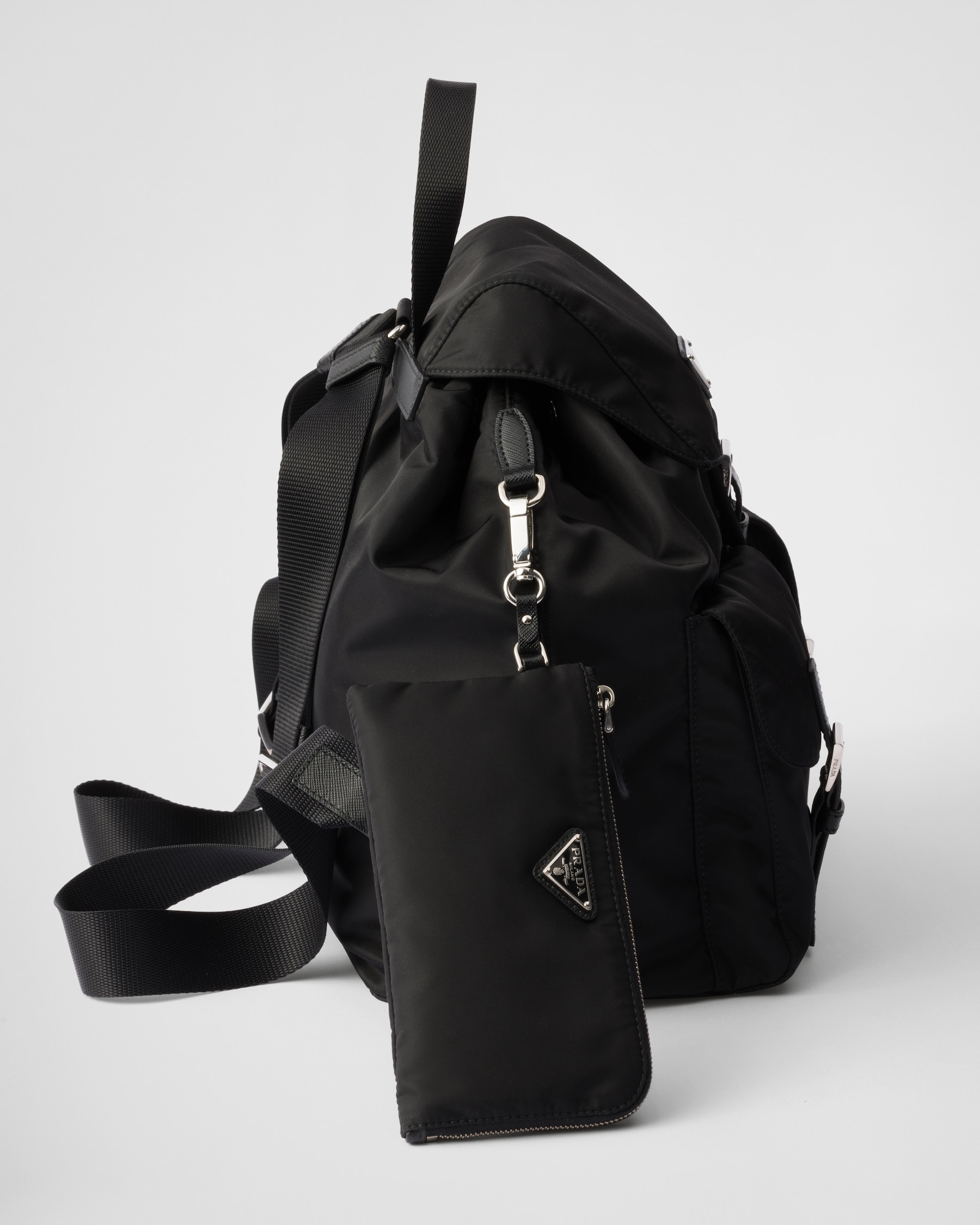 Black Medium Re-nylon Backpack With Pouch | PRADA