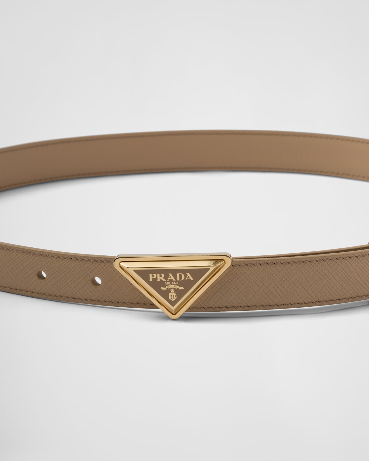 Sand Beige Saffiano Leather Belt | PRADA