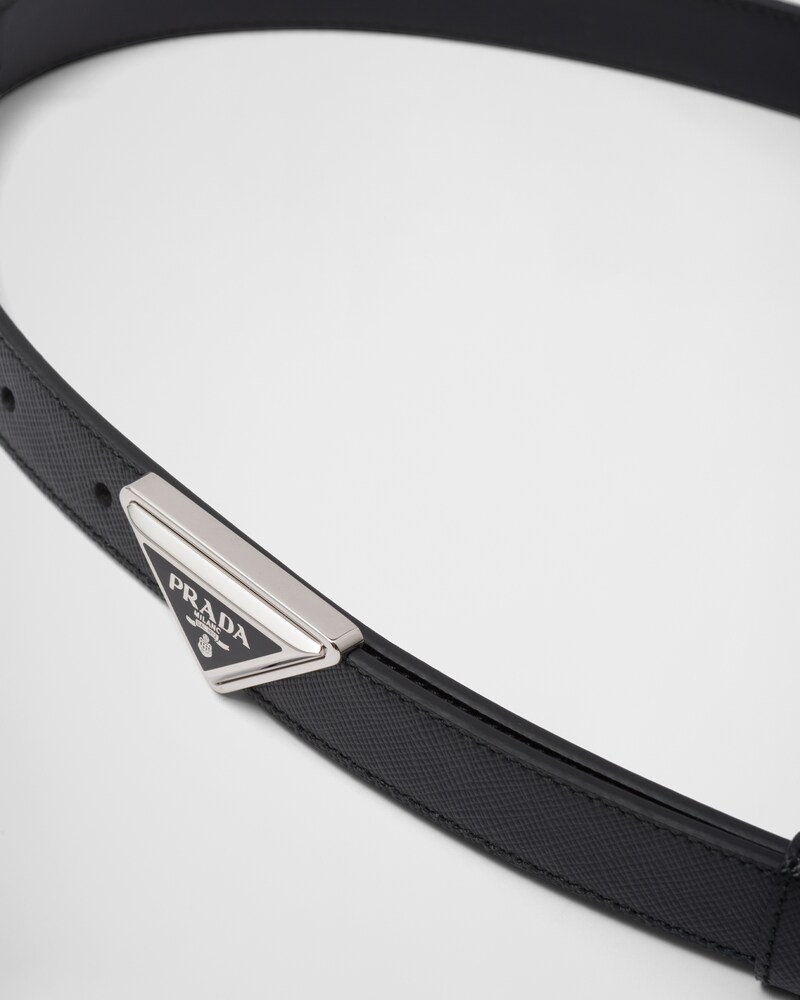 Black Saffiano Leather Belt | PRADA