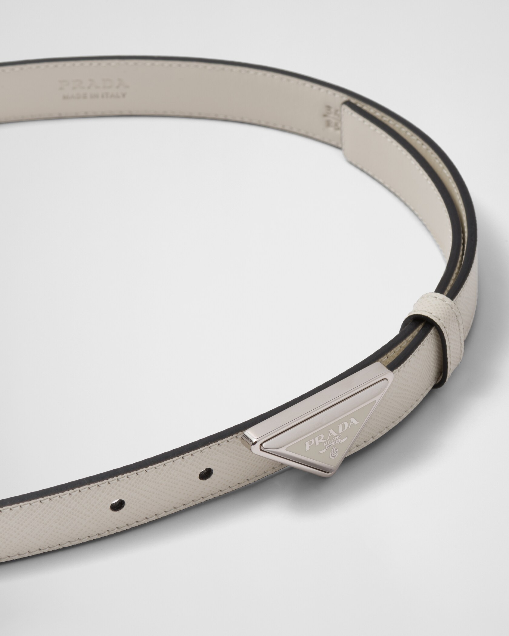 Chalk White Saffiano Leather Belt | PRADA