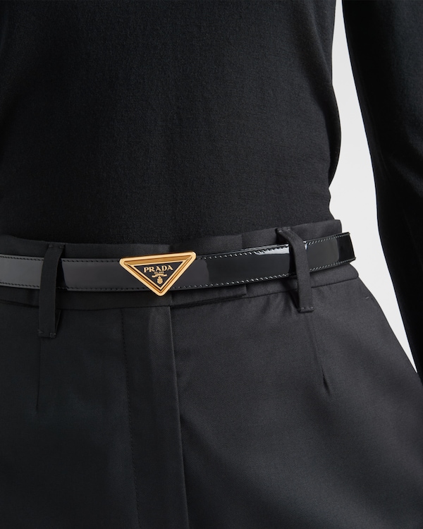 Black Patent Leather Belt | PRADA