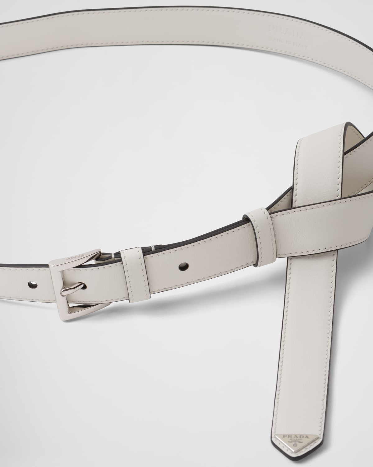 White Leather Belt | PRADA