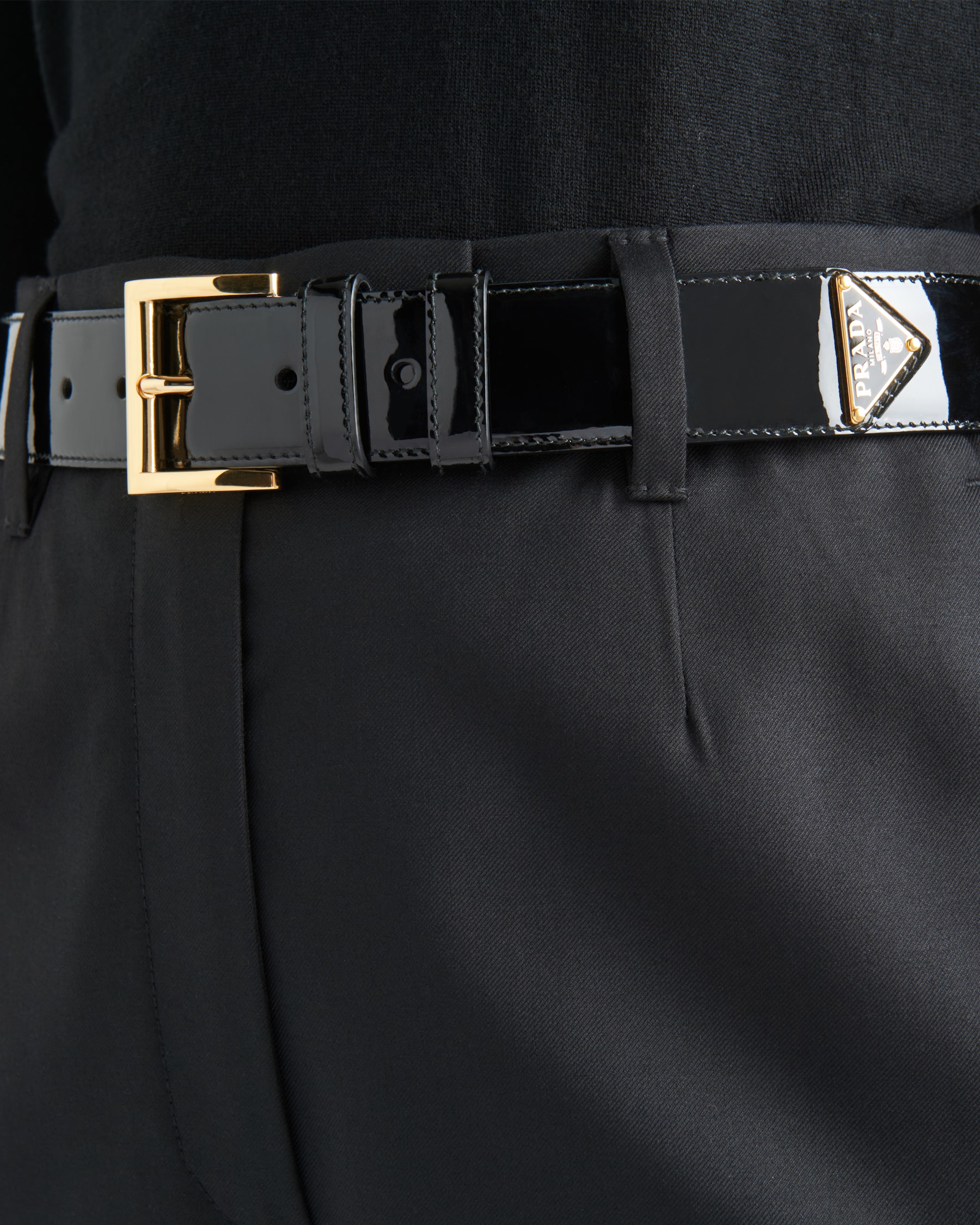 Black Patent Leather Belt | PRADA