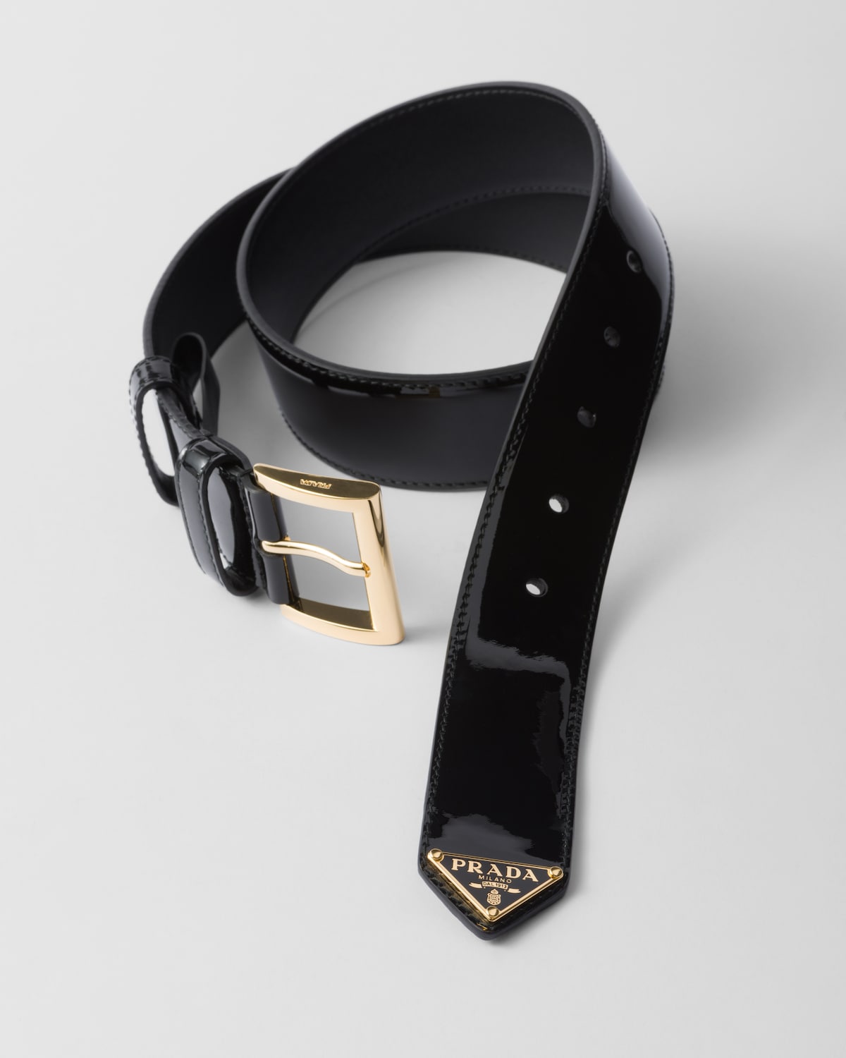 Black Patent Leather Belt | PRADA