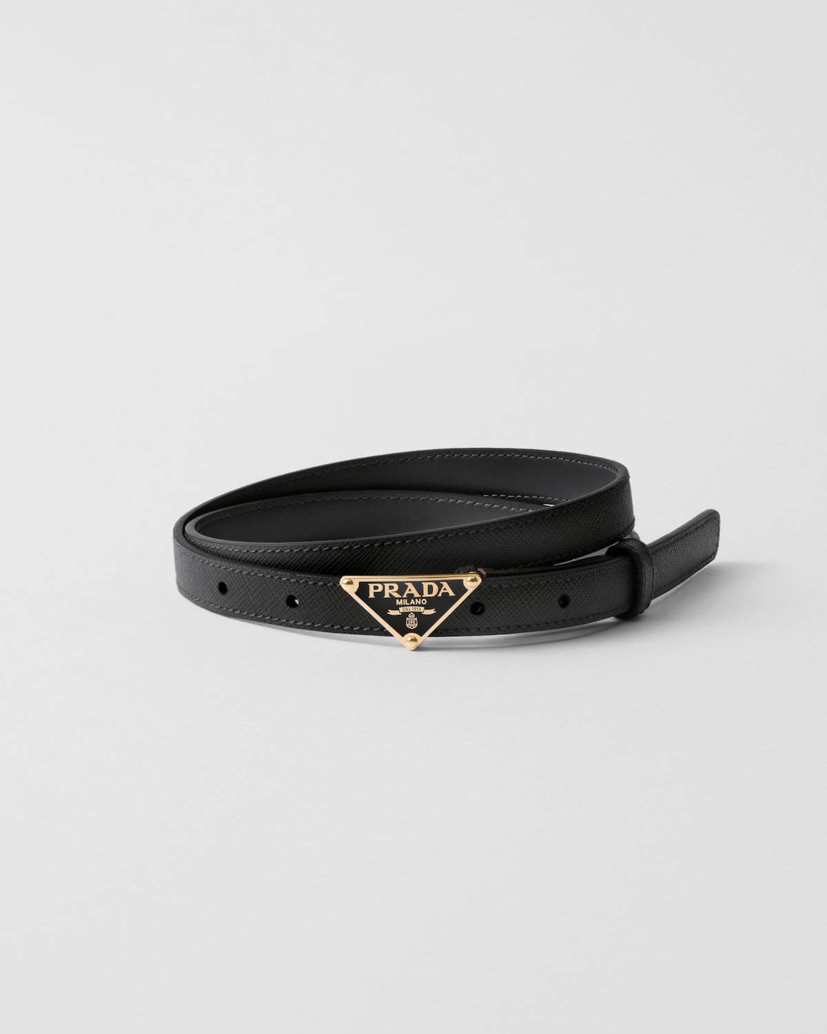 Black Saffiano Leather Belt | PRADA - United States