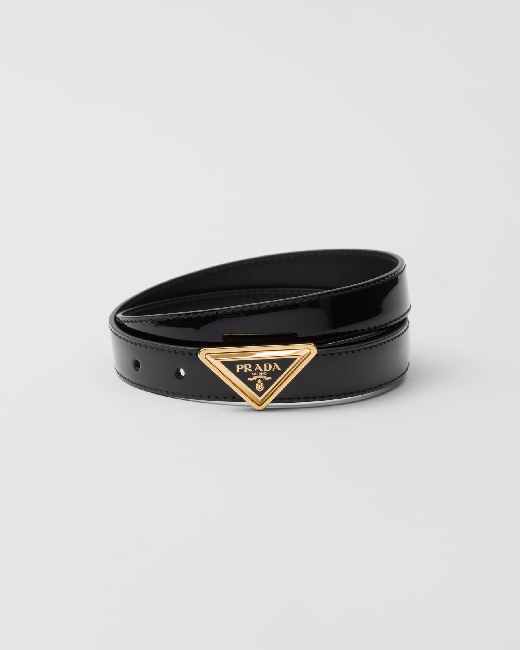 Black Patent Leather Belt | PRADA