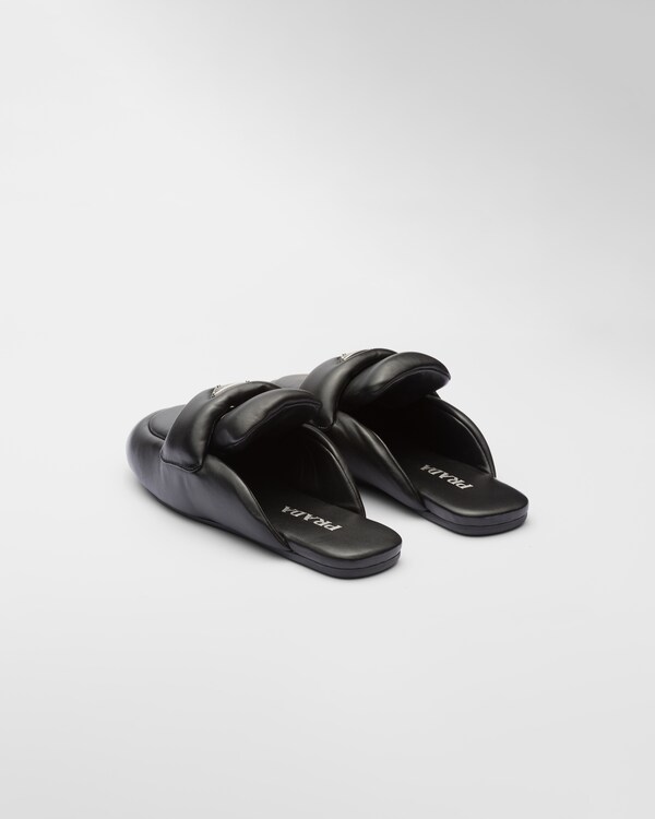 Black Soft Padded Nappa Leather Sabots | PRADA