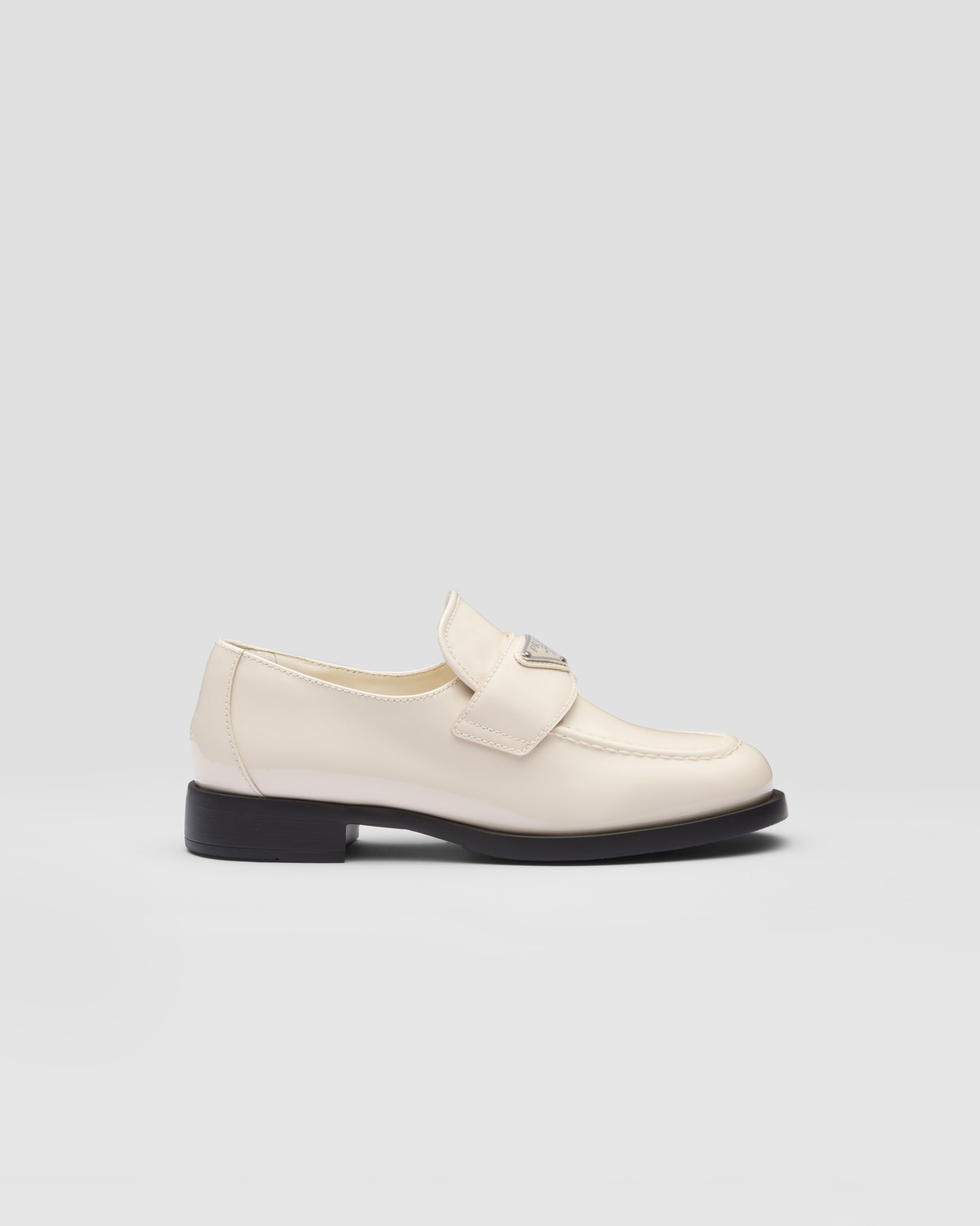 Ivory Patent-leather Loafers | PRADA