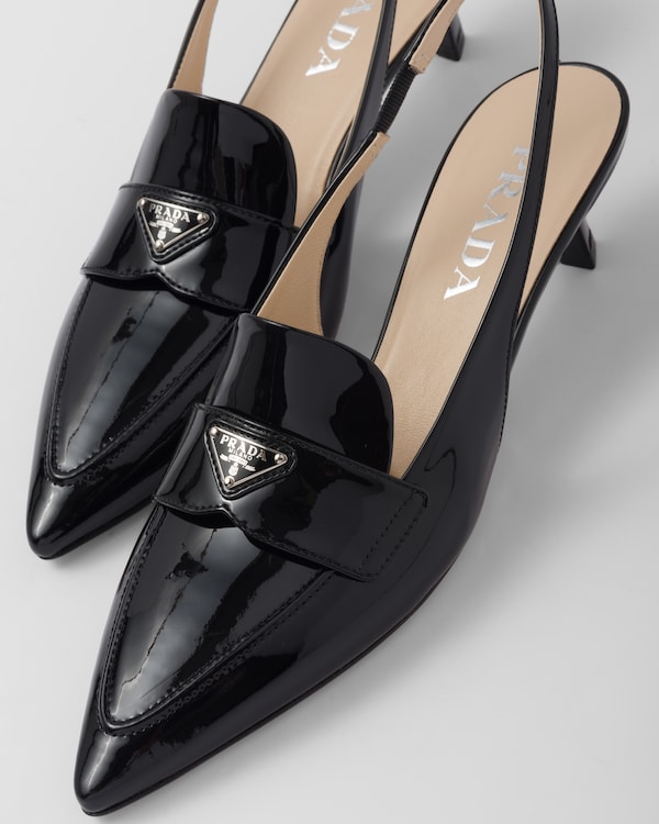 Black Patent Leather Slingbacks | PRADA