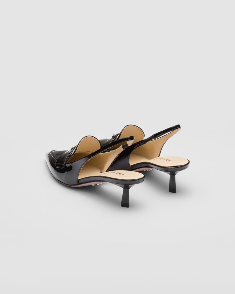 Black Patent Leather Slingbacks | PRADA