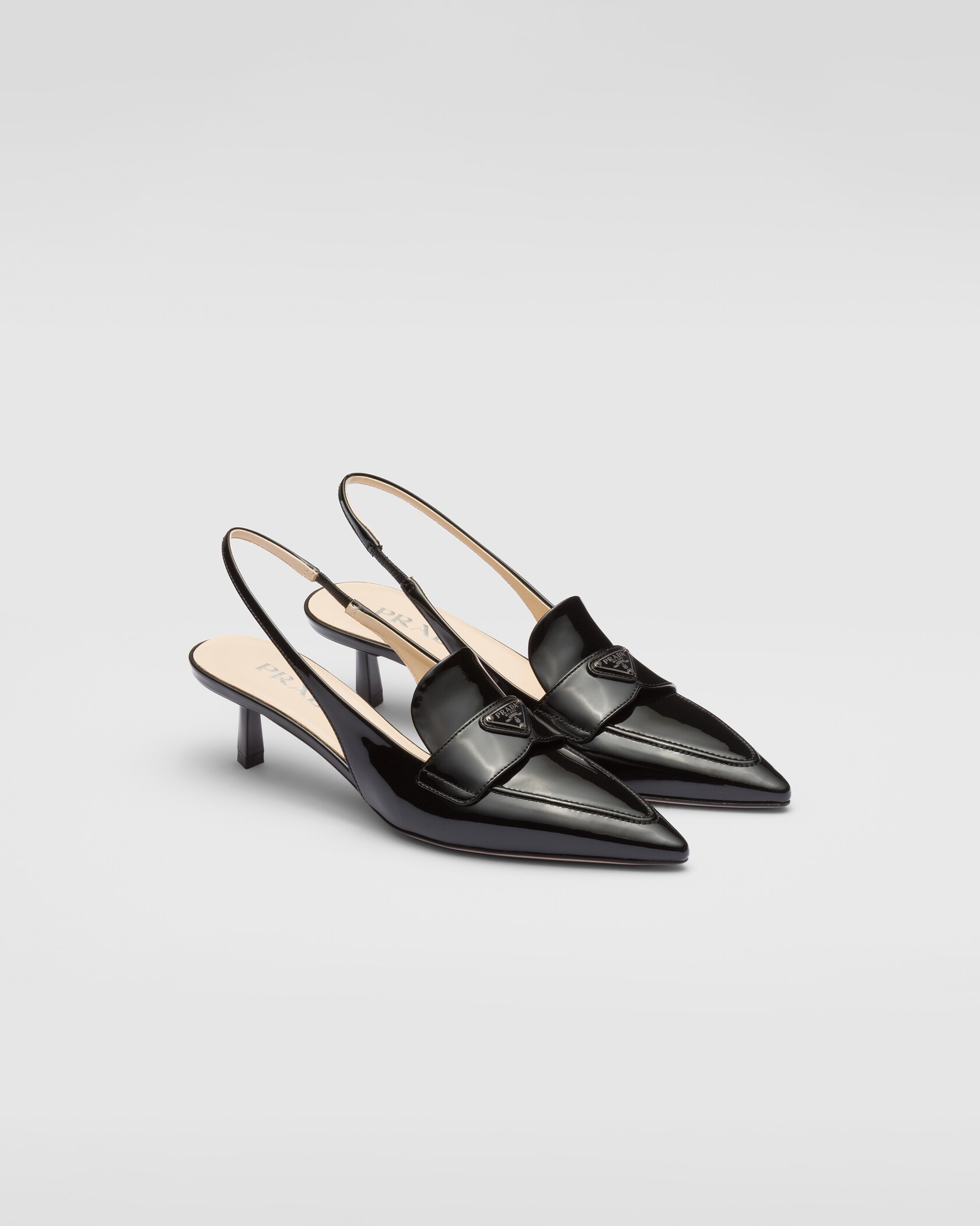 Black Patent Leather Slingbacks | PRADA