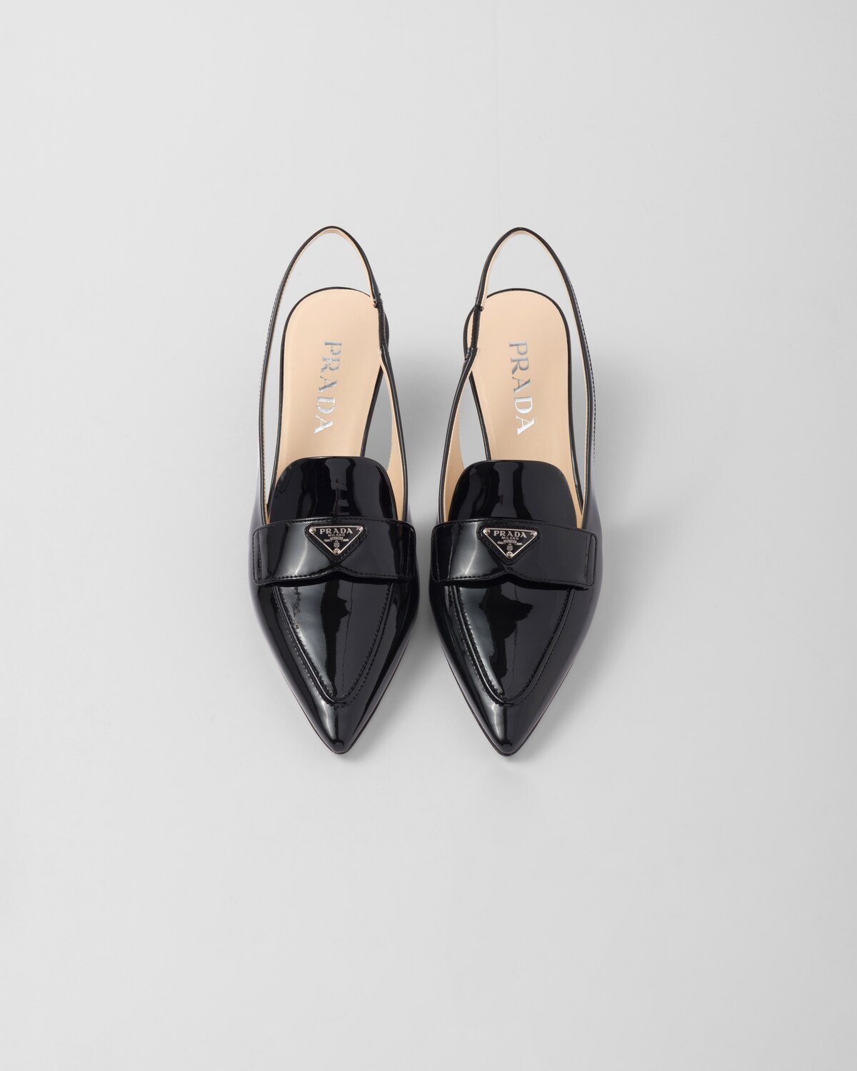 Black Patent Leather Slingbacks | PRADA