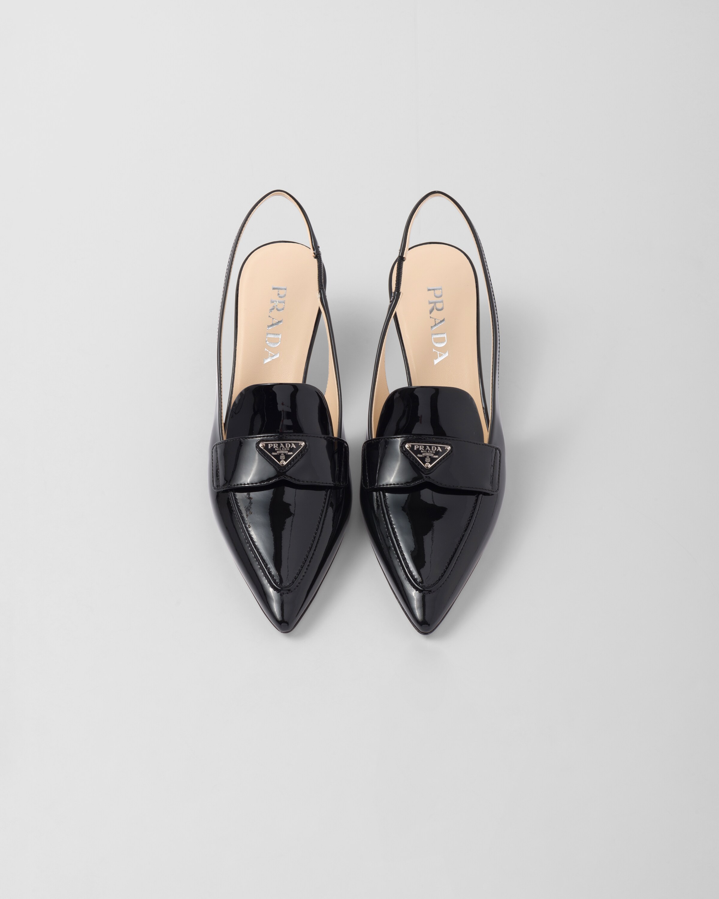 Black Patent Leather Slingbacks | PRADA