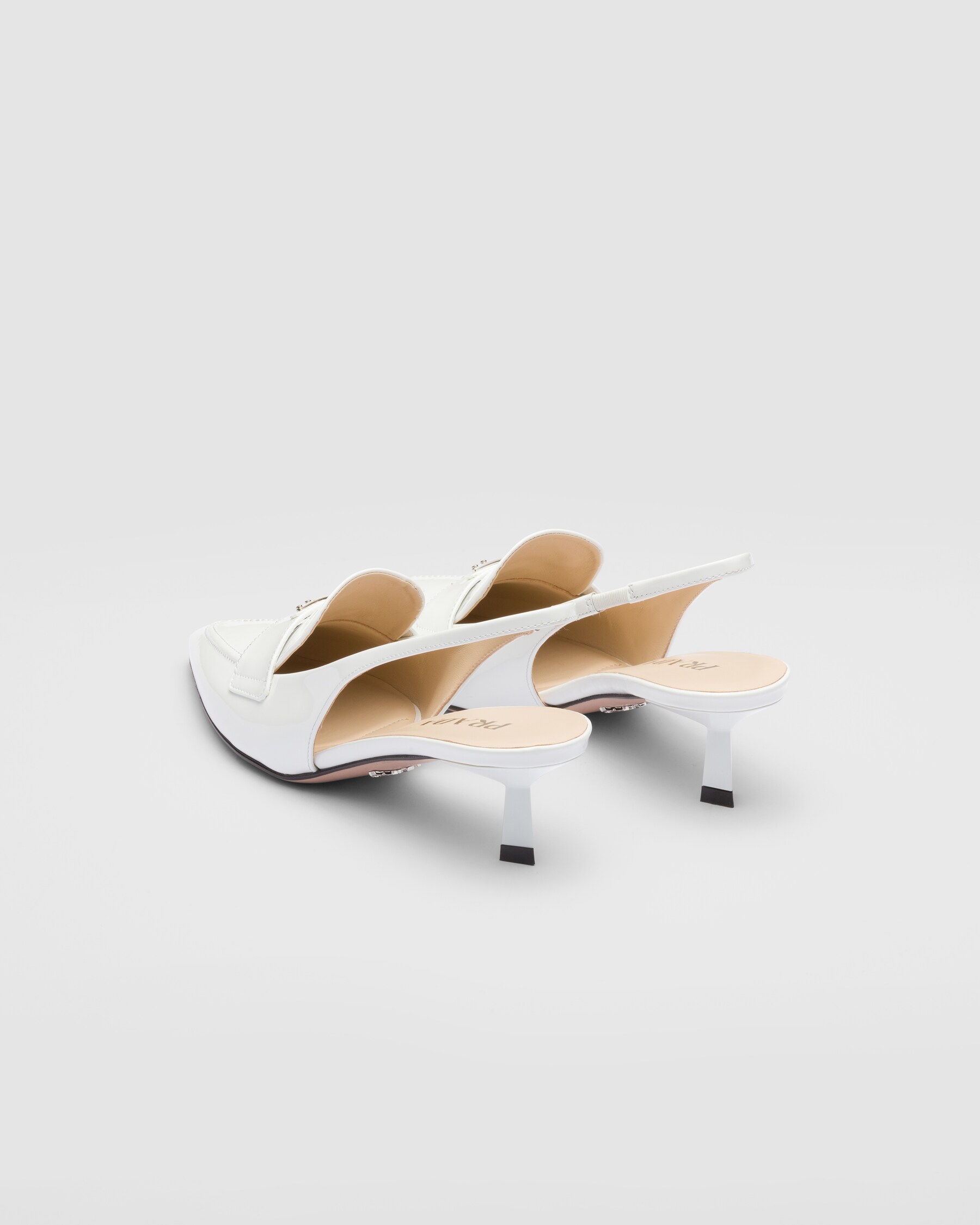White Patent Leather Slingbacks | PRADA