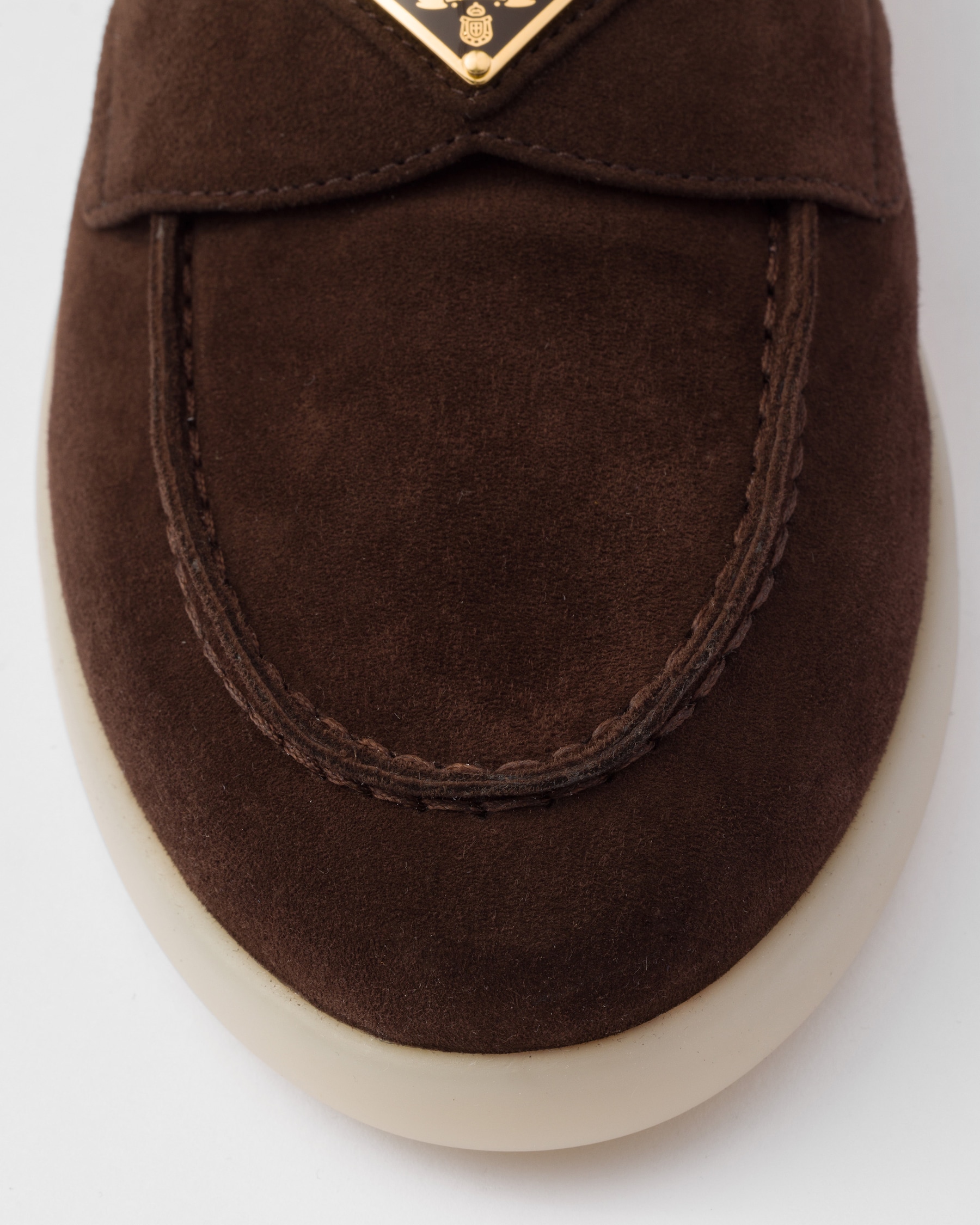 Dark Brown Suede Leather Loafers | PRADA