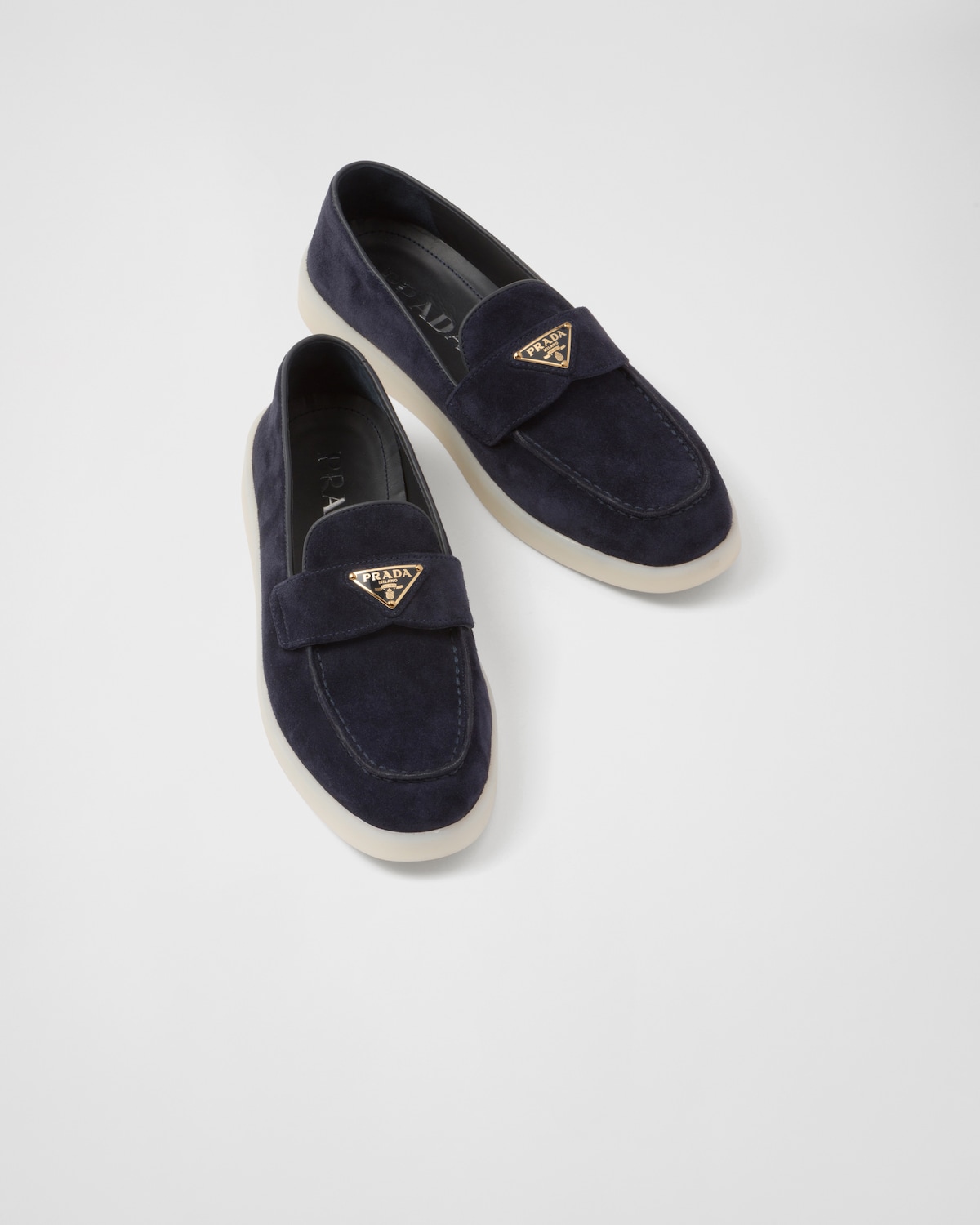 Navy Suede Leather Loafers | PRADA
