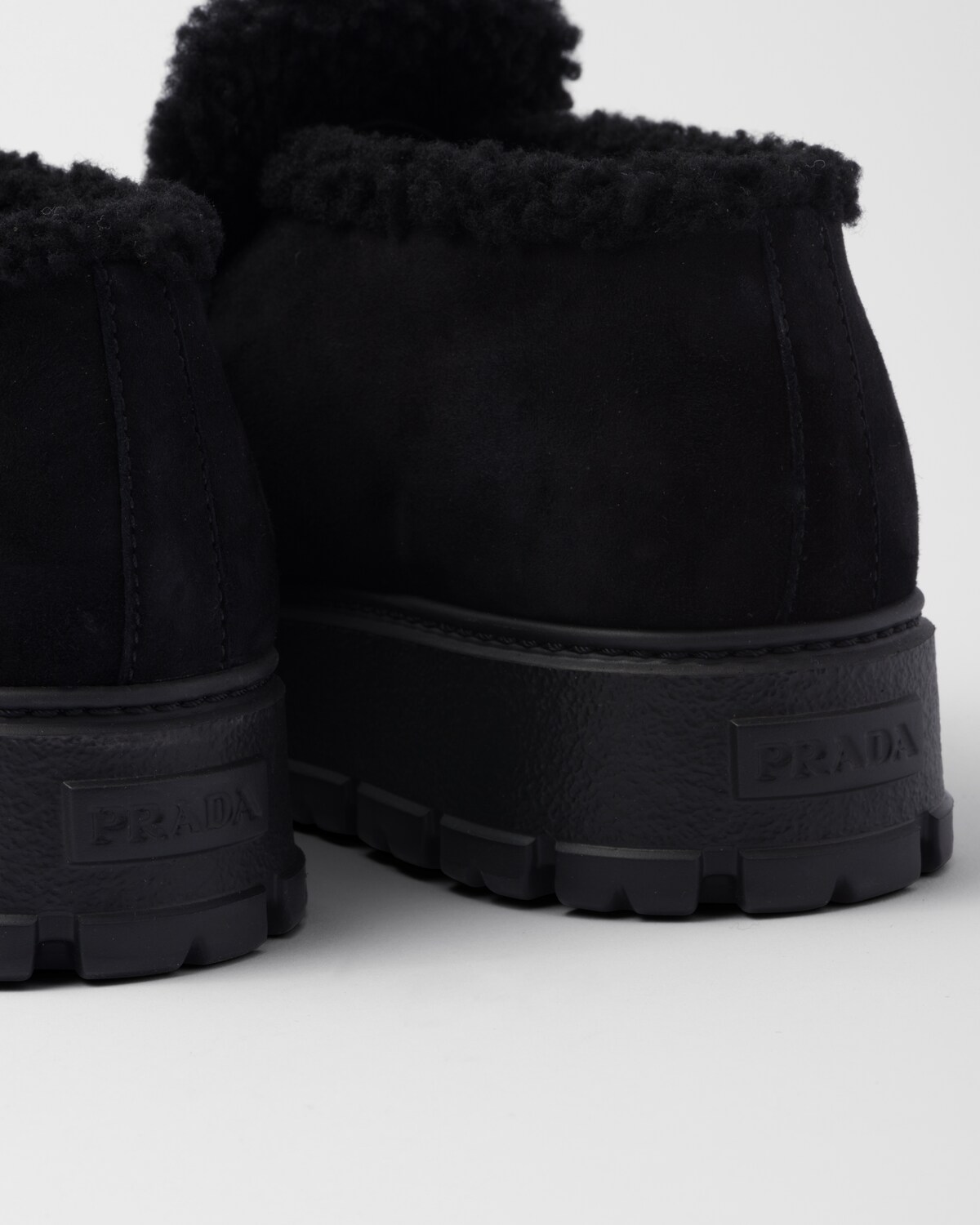 Black Suede Loafer Booties | PRADA