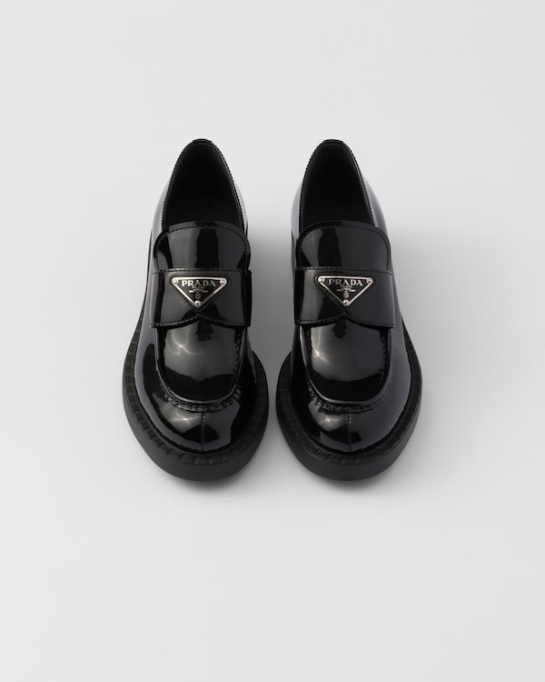 Black Chocolate Patent Leather Loafers | PRADA