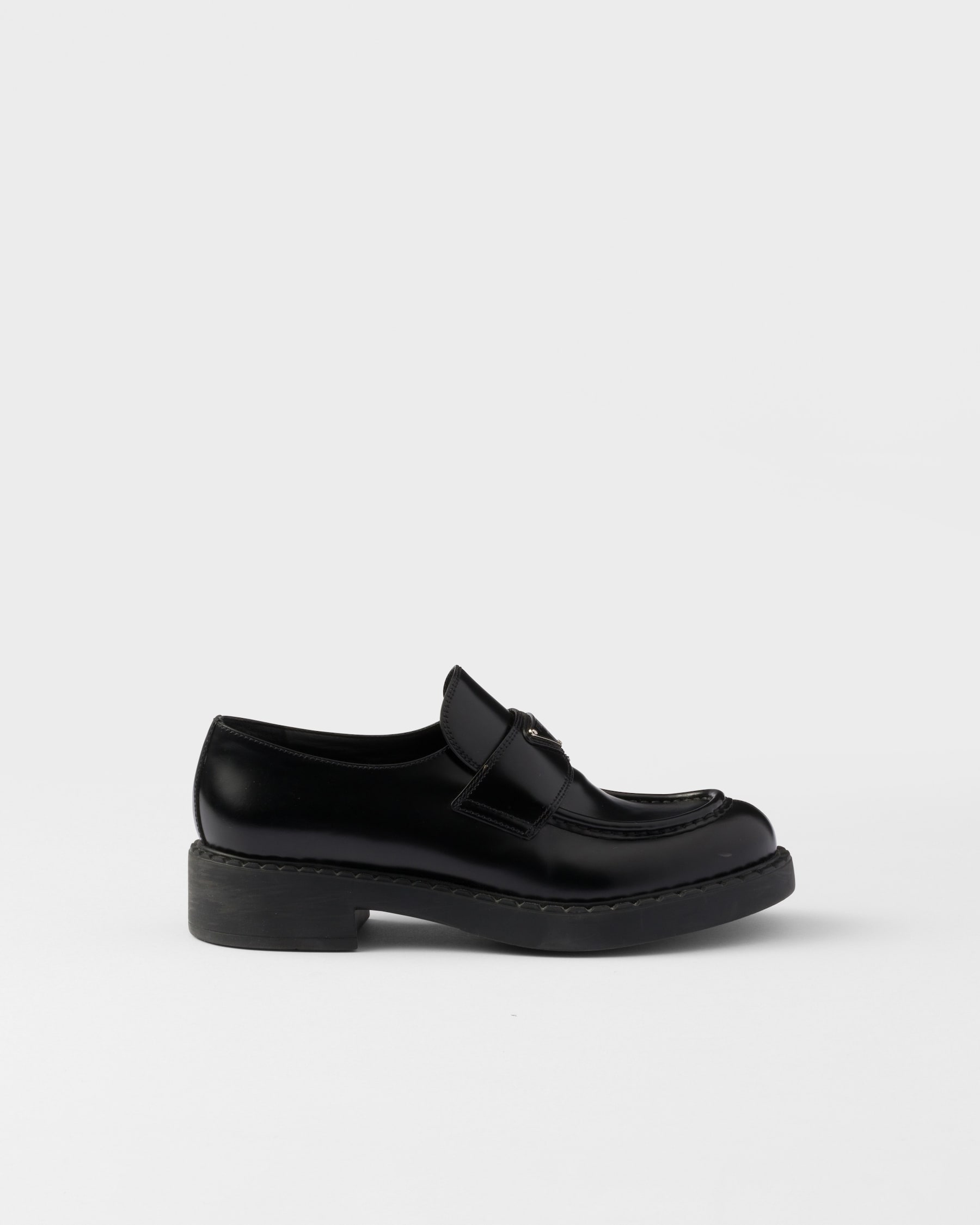 Black Chocolate Brushed Leather Loafers | PRADA - United States