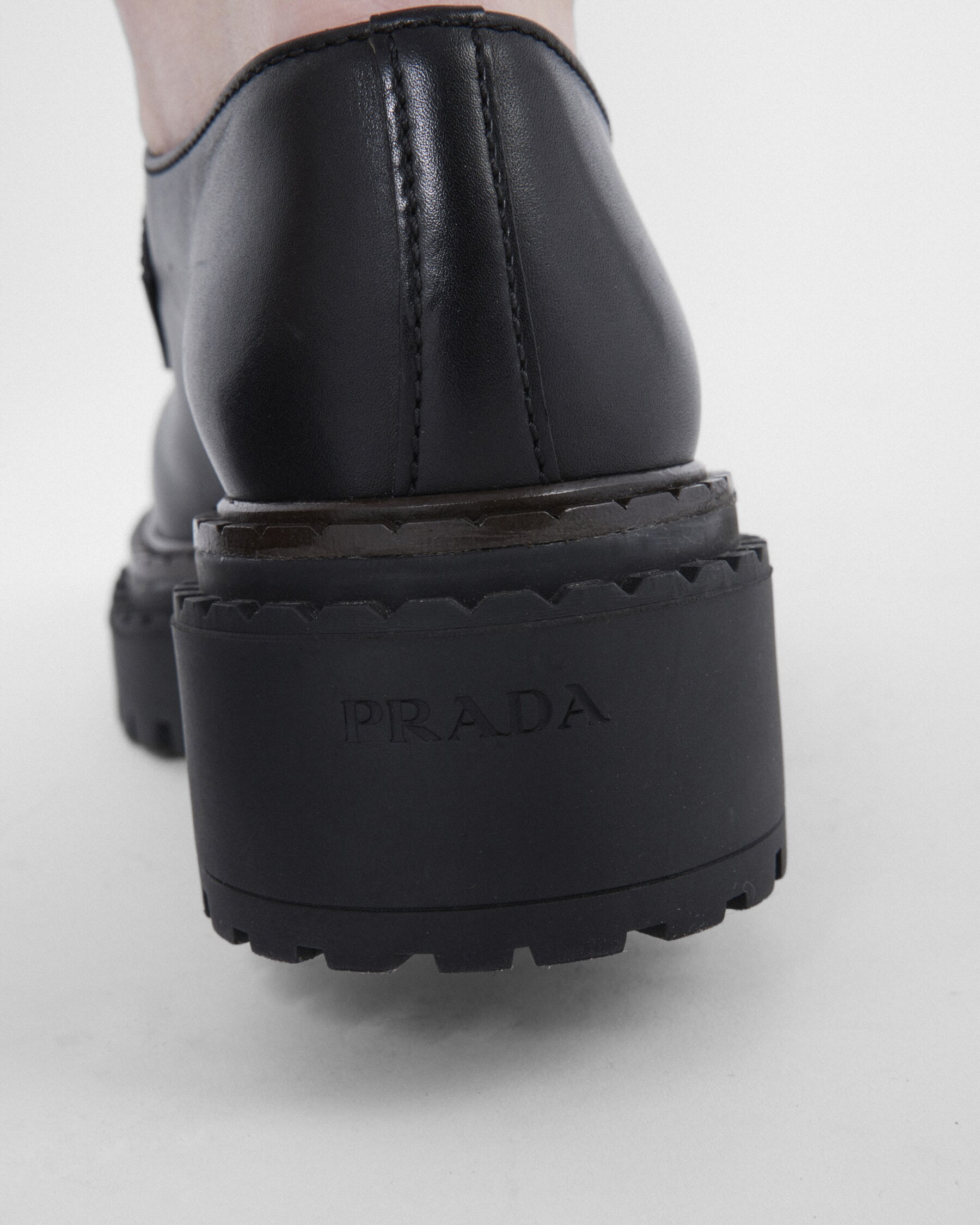 Black Double Chocolate Leather Loafers | PRADA