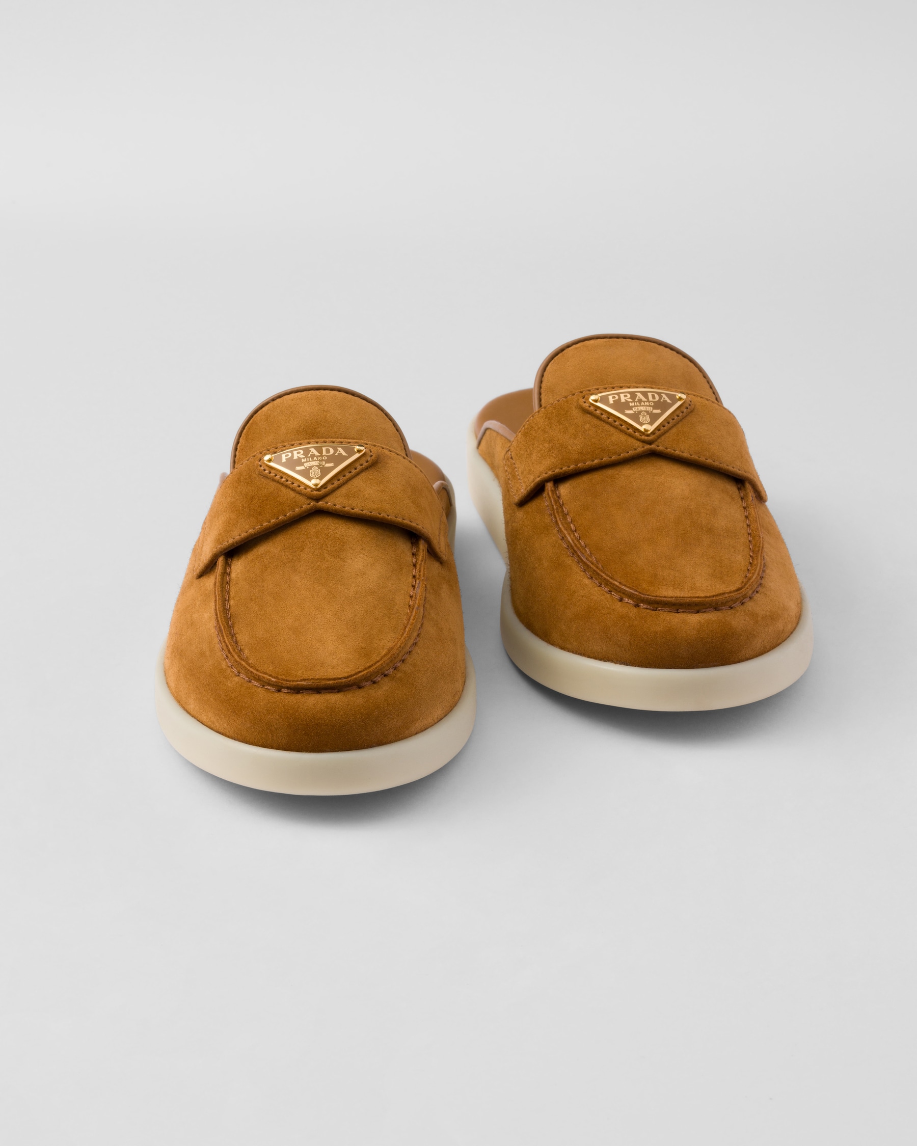 Cognac Suede Sabots | PRADA
